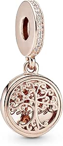 Amazon.com: Pandora Jewelry Family Roots Cubic Zirconia Charm in Rose ...