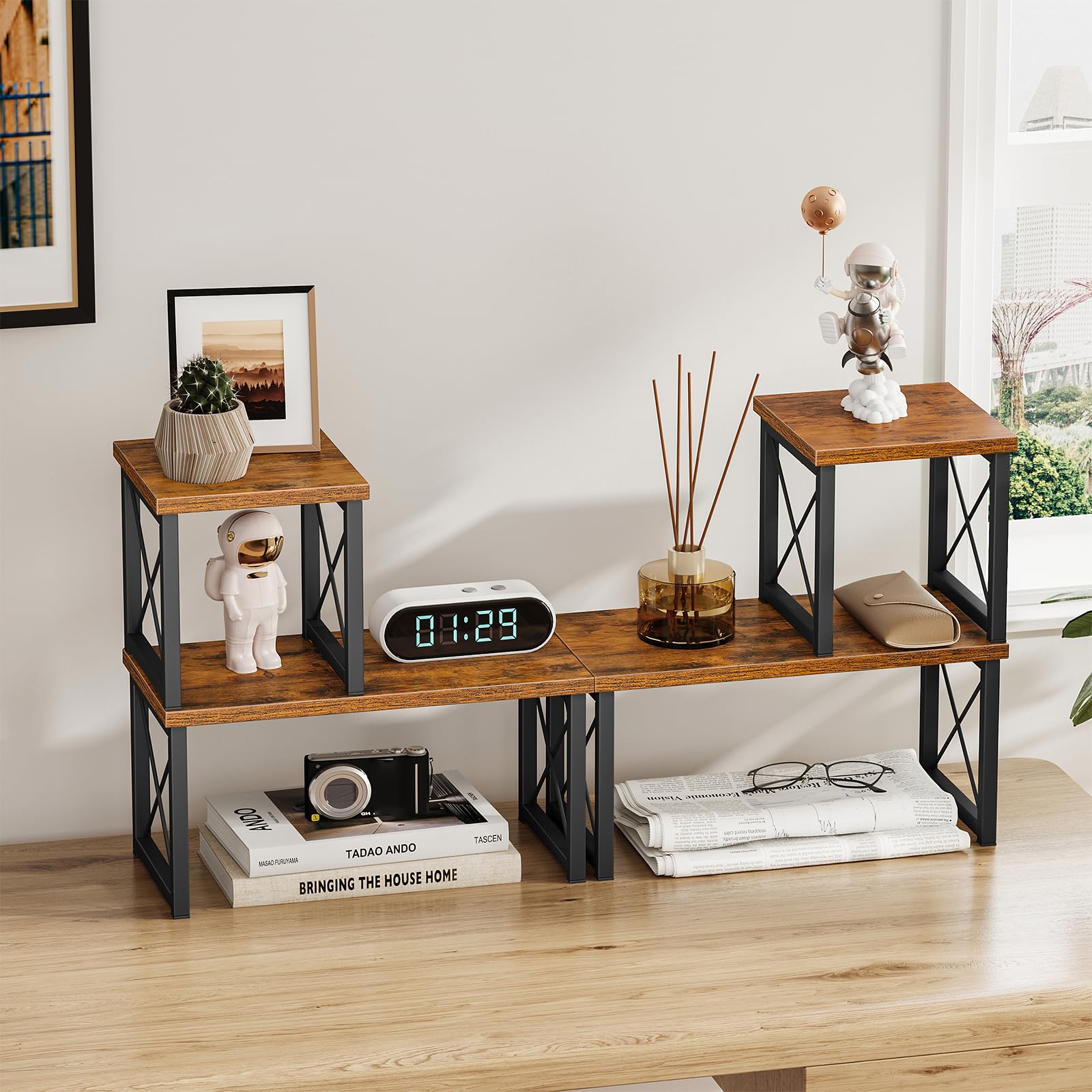 Snapklik.com : 2 Sets Desk Shelf, Desktop Organizer Shelf, 2 Tier ...