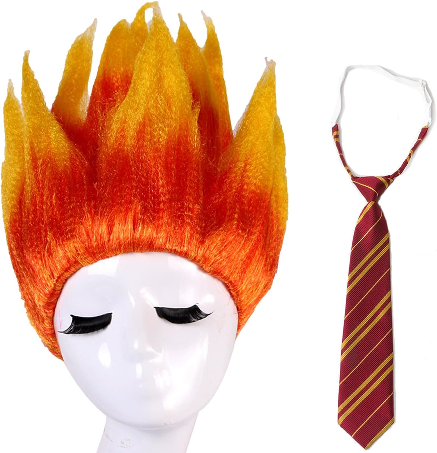 Amazon.com: HUNIGIR Fire Wig Stylish Flame Wig Orange Costume Hair ...