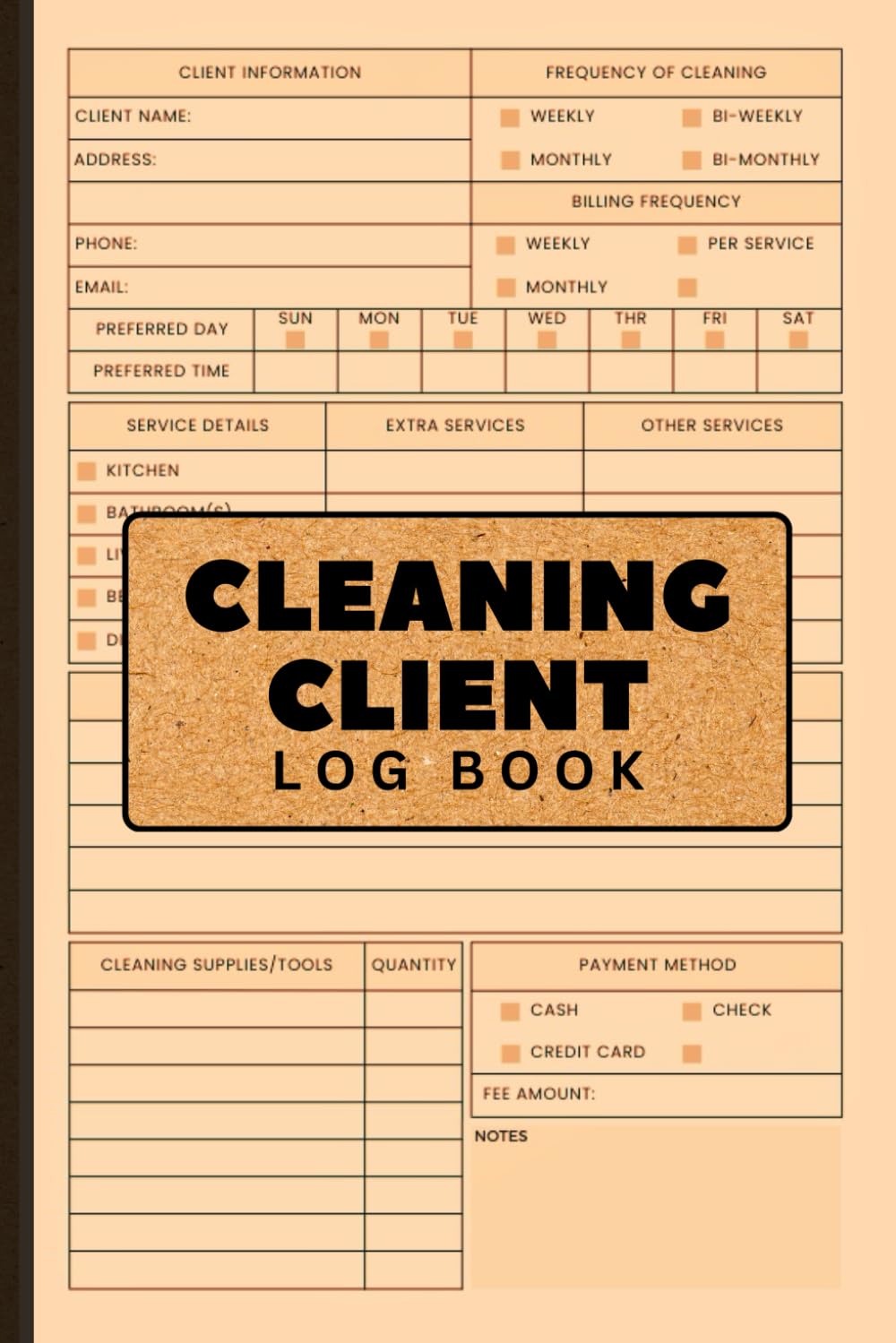 Cleaning Client Log Book: Professional House Cleaning Business Tracker ...