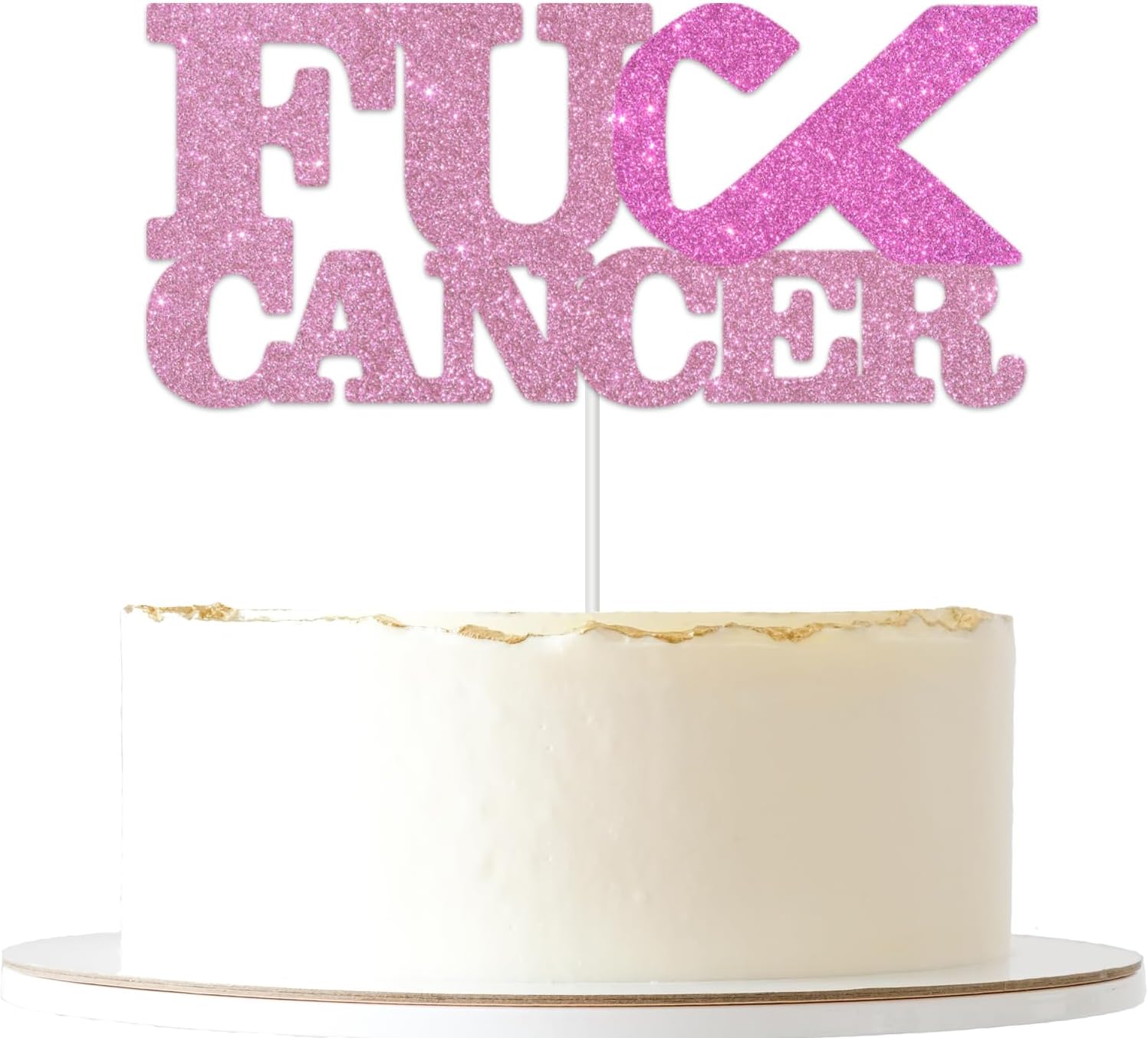 Amazon.com: ShuanQ Fuck Cancer Cake Topper - Pink Ribbon Cake Decor for ...