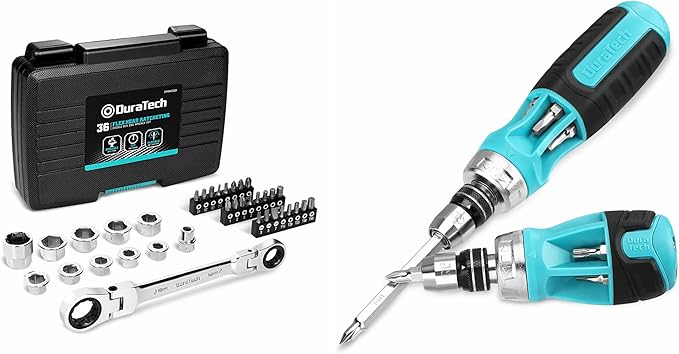 DURATECH 2PCs Ratcheting Screwdriver Set and DURATECH 36PCS Flex-Head ...