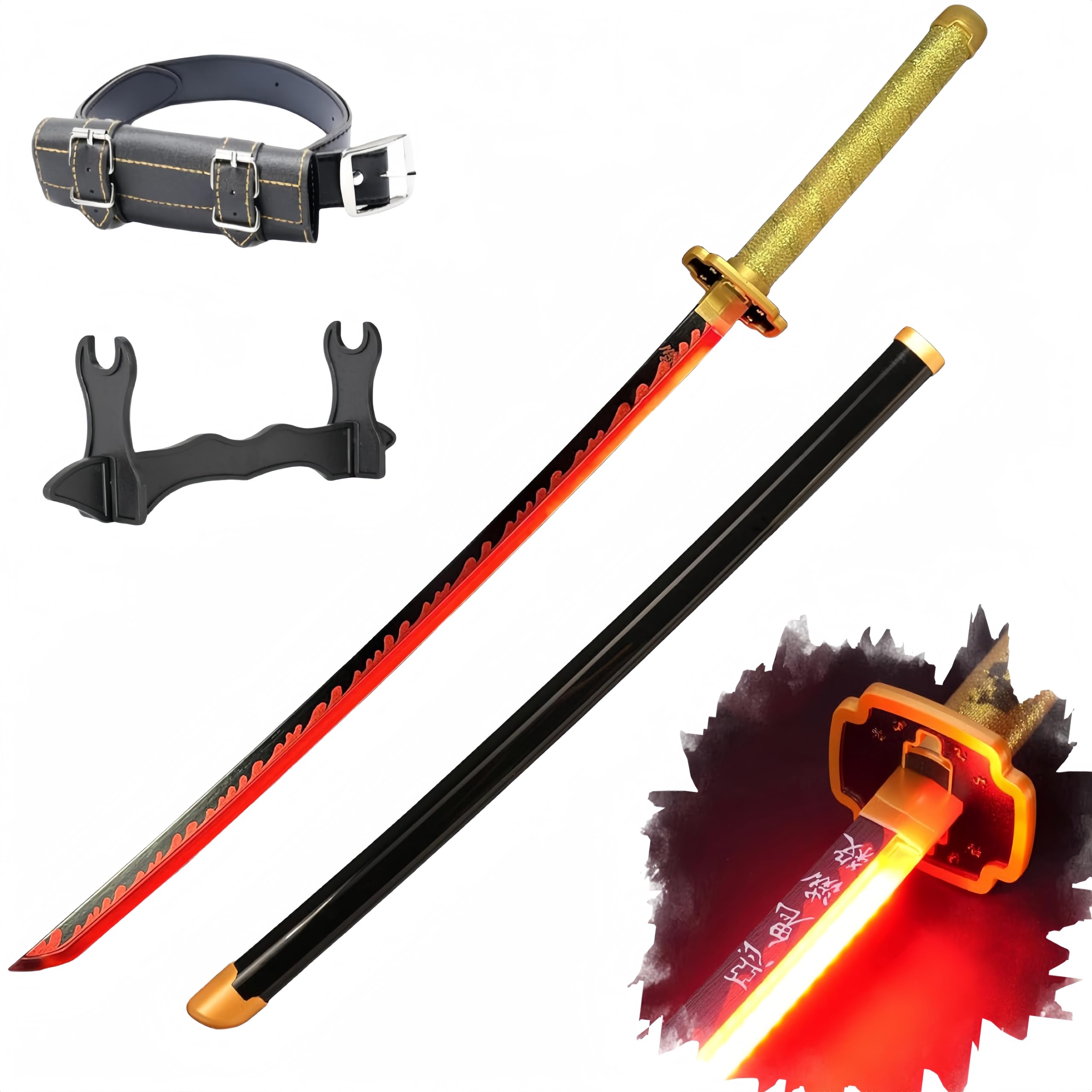 Demon Katana Sword Light Up Sword 41 Inches Rechargeable Display ...