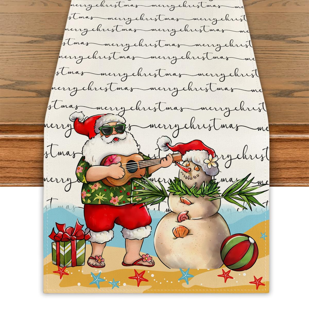 Amazon.com: Beach Christmas Table Runner Tropical Christmas Table Cover ...