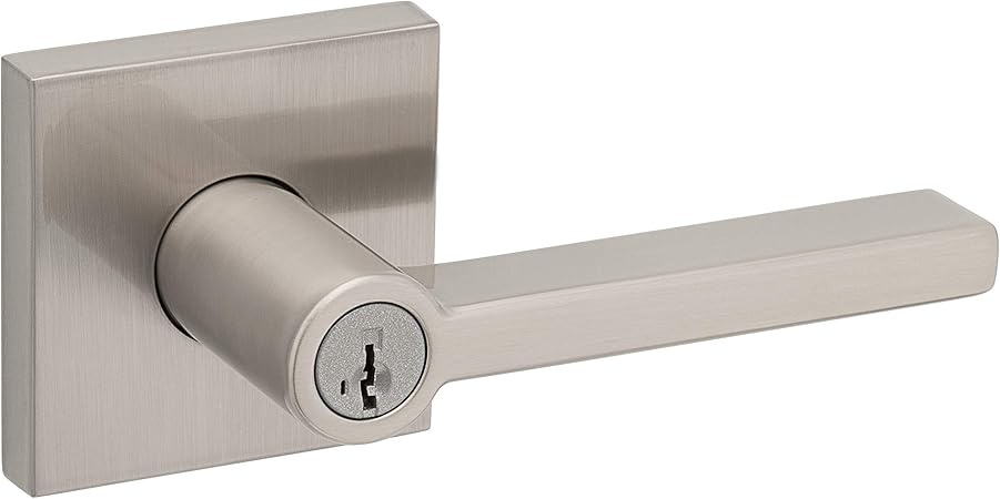 Weiser Halifax Satin Nickel Keyed Door Handle, Exterior Door Handle ...