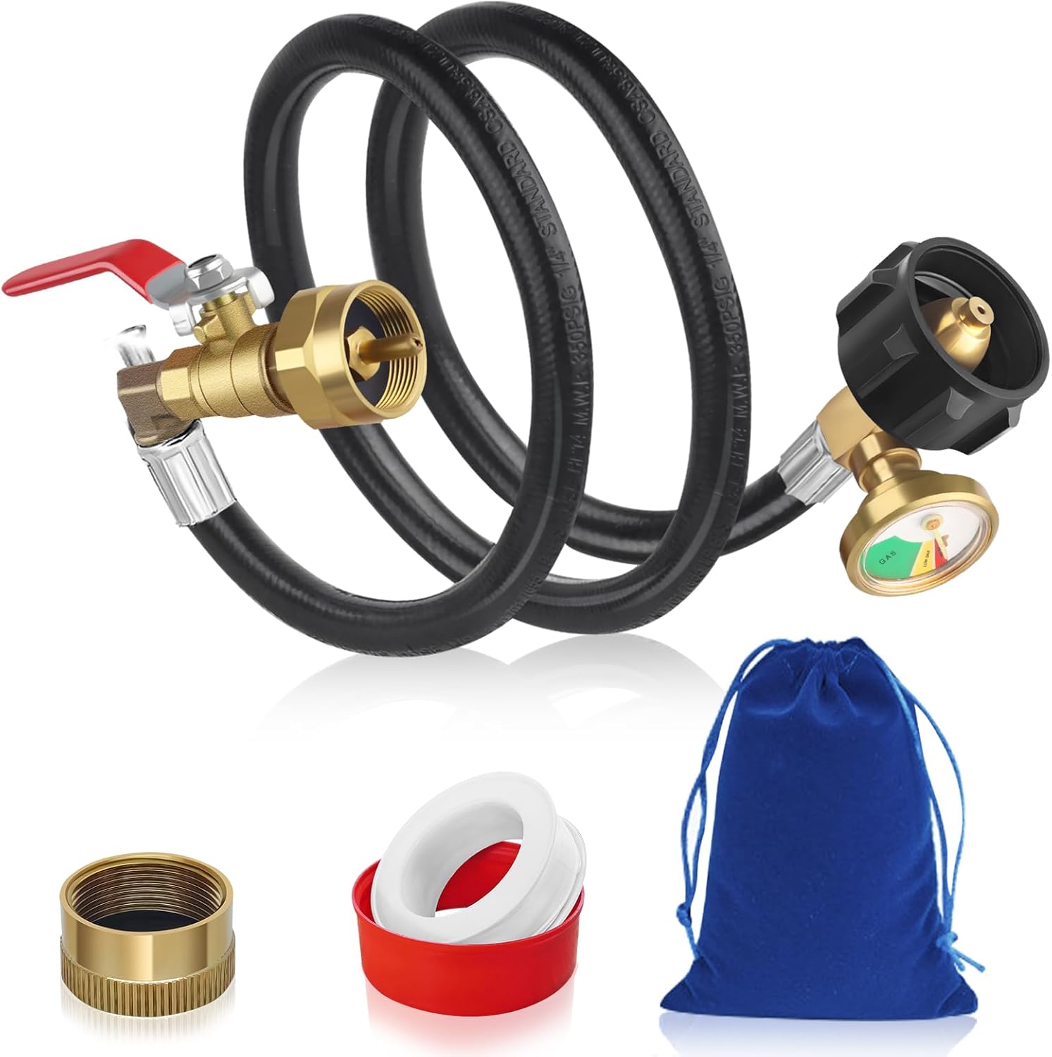 Amazon.com : FANOVO Propane Refill Adapter with Valve and Gauge, 36'' 1 ...
