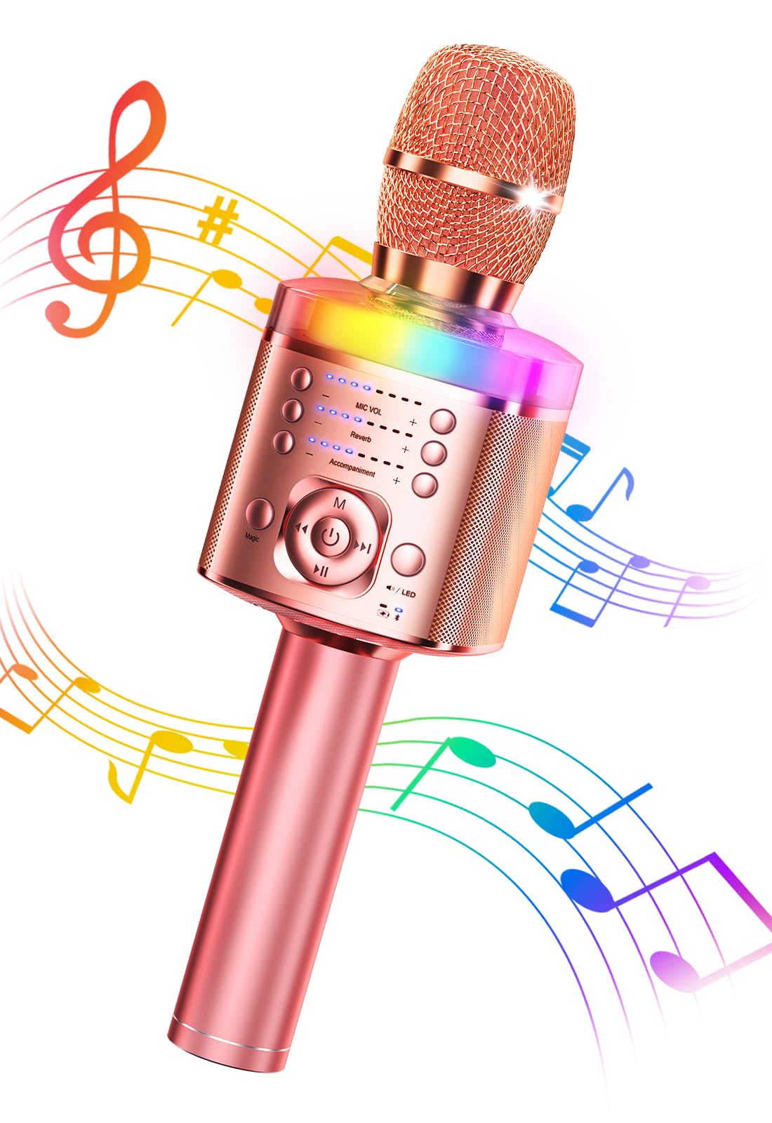 Buy JINCORKaraoke Microphone, Wireless Bluetooth Microphone with LED ...