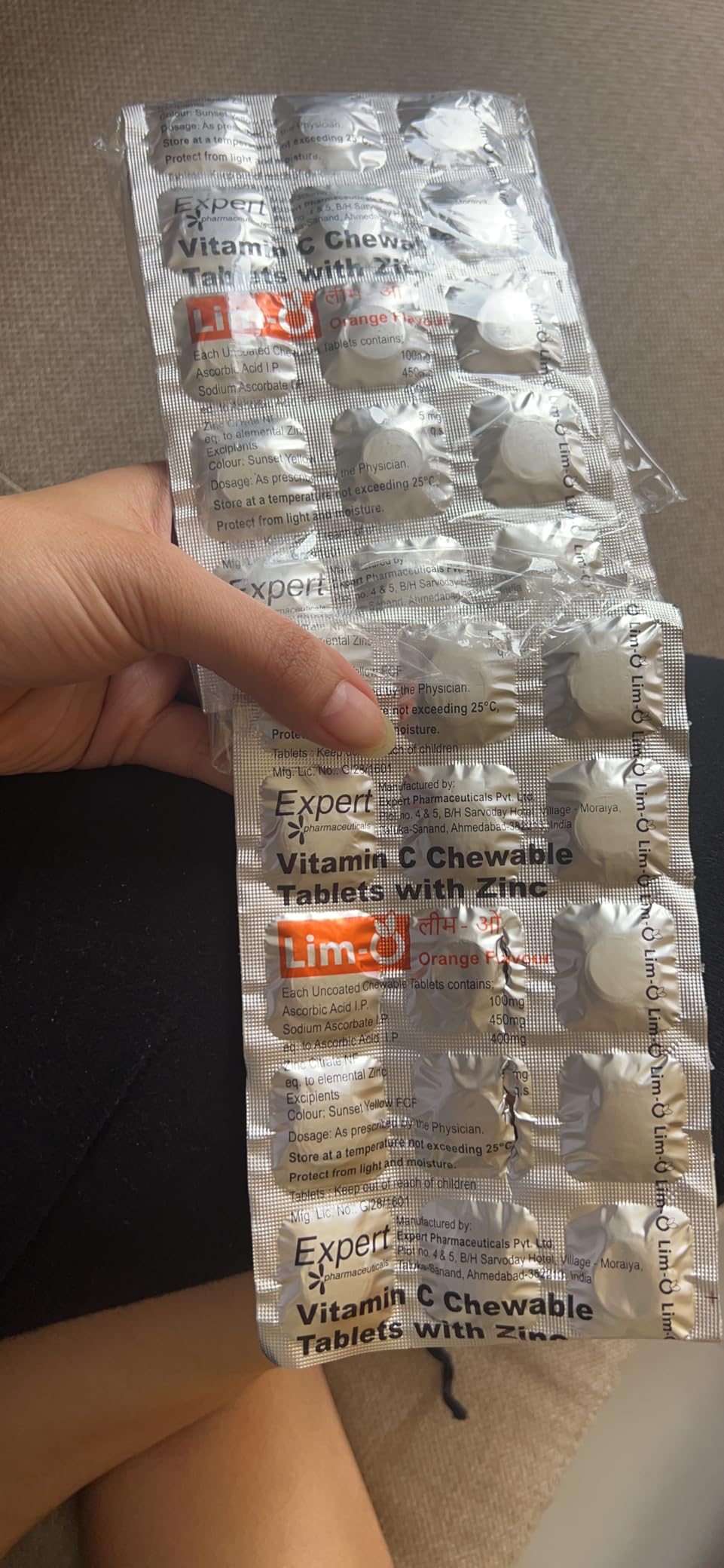 Lim-O Vitamin C(500mg) & Zinc, Chewable Tablets for Immunity Skin ...