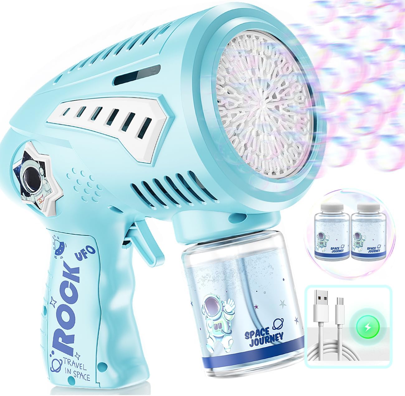 Amazon.com: Bubble Gun - USB-C Rechargeable Bubbles Machine for Kids ...