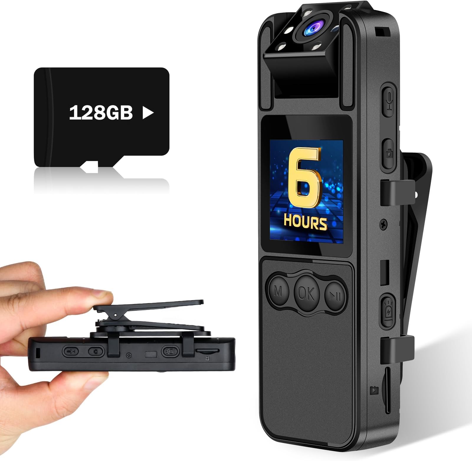 Amazon.com: Body Camera with Audio and Video Recording, 6 Hours HD ...