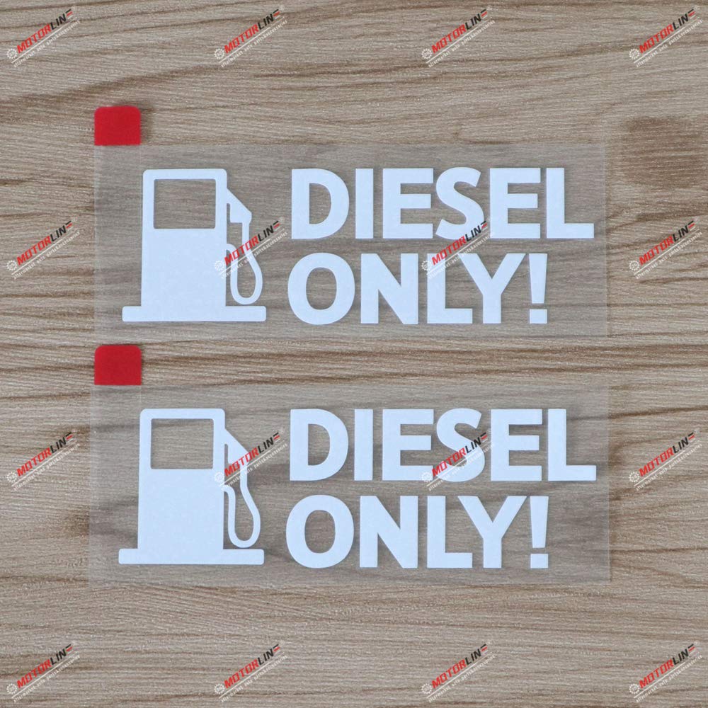 Amazon.com: (2) 4'' White Diesel Only Decal Sticker Fuel Door Cover Cap ...