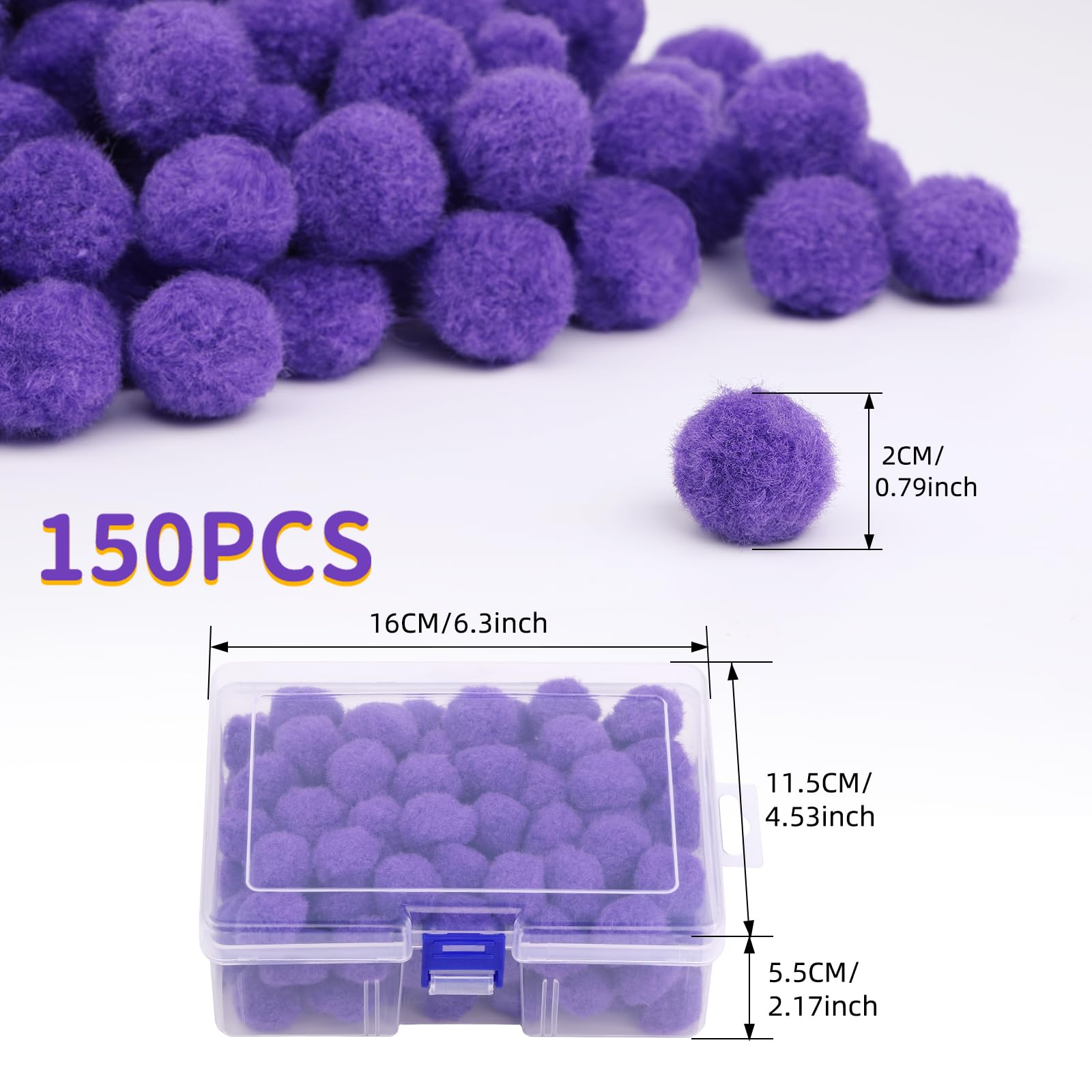 Snapklik.com : 150 Pcs Pom Poms For Craft, Pom Pom Balls Poms Arts And ...
