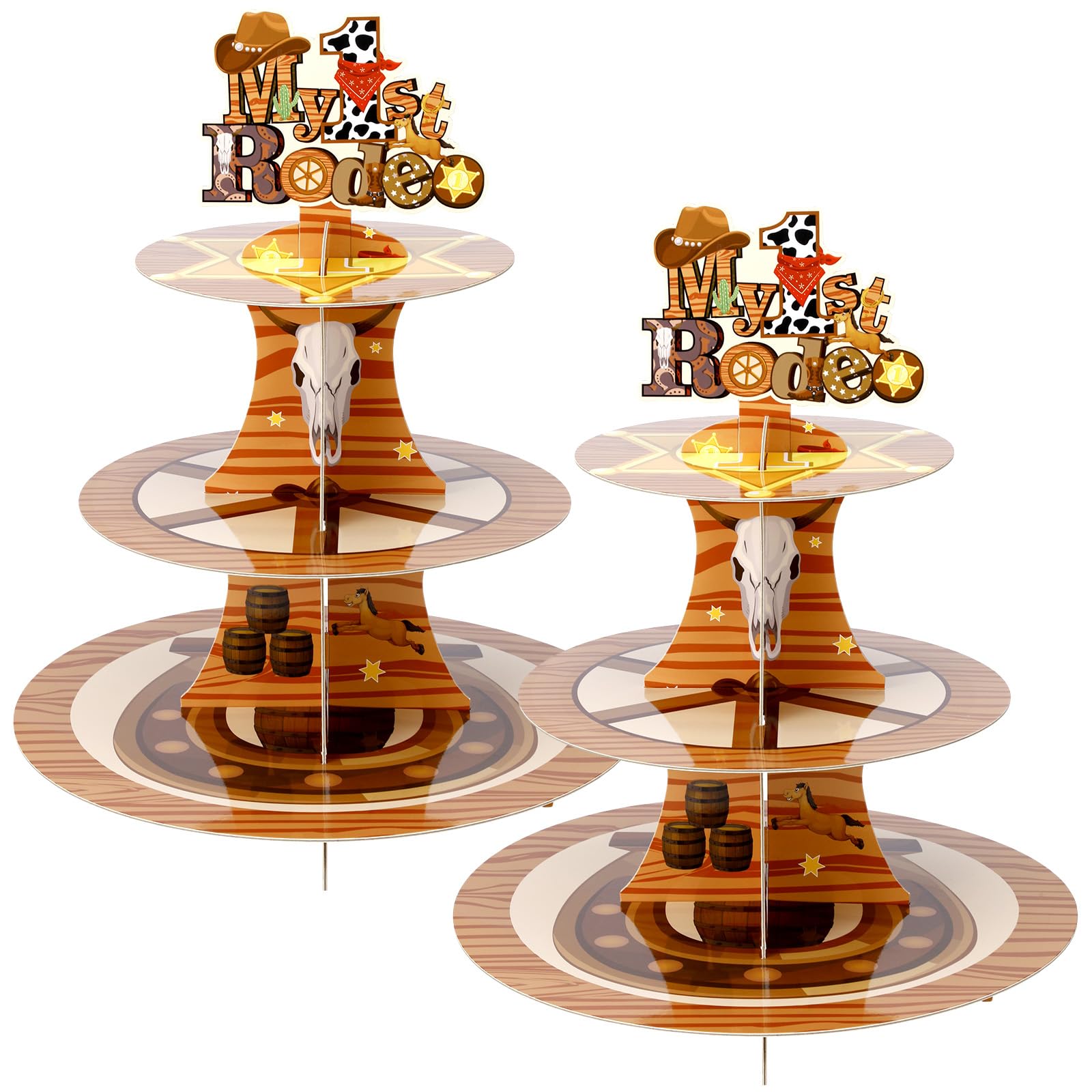 Amazon.com: Tioncy 2 Set 3 Tier My First Rodeo Cardboard Cupcake Stand ...