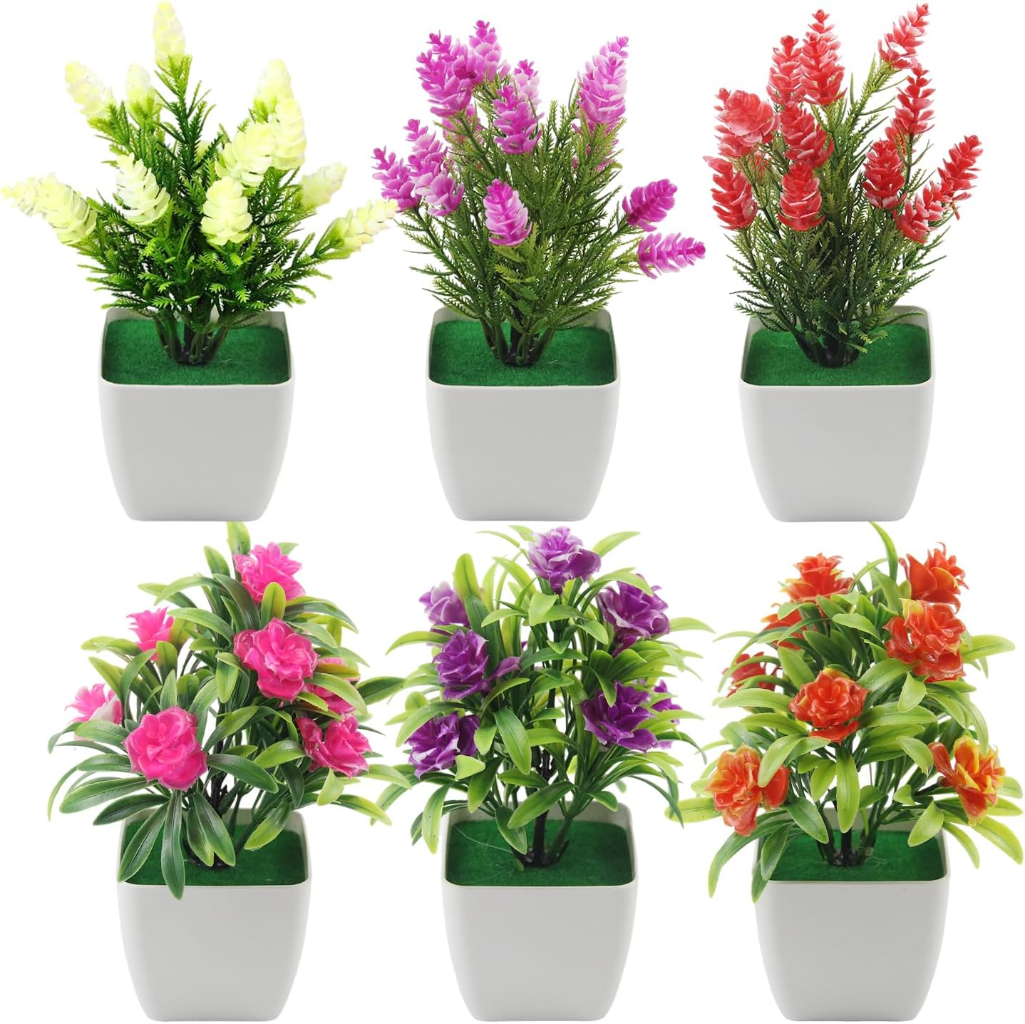 Limpac 6 Pièces Mini Fleurs Artificielles en Pot Rose Artificielle ...