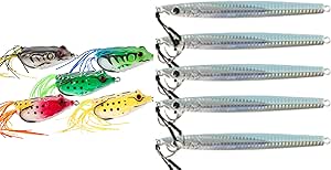 Amazon.com : Topwater Frog Lure Set and Flat Fall Fishing Jig Lure Bait ...