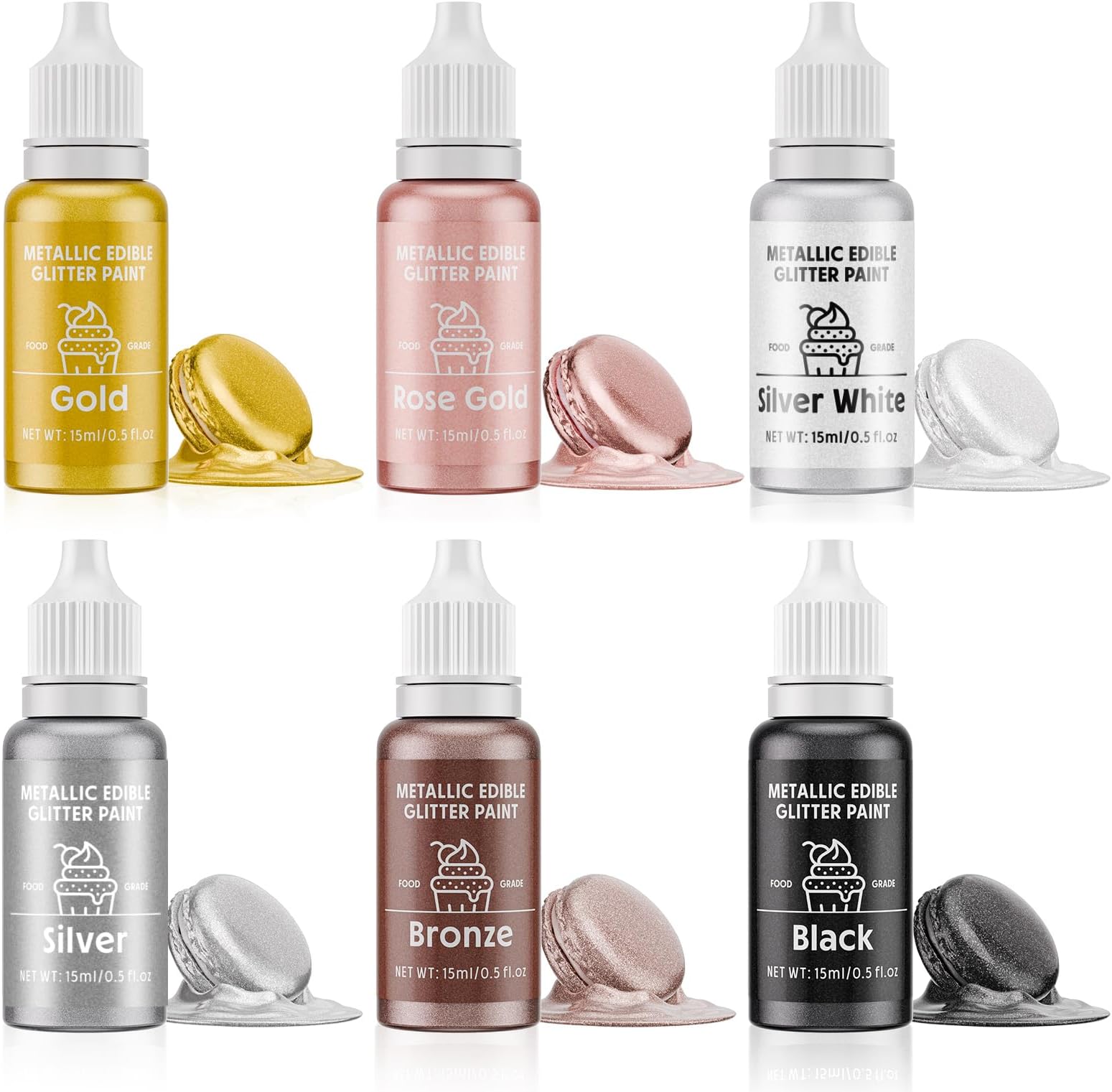 Amazon.com : Edible Glitter Paint Set- 6 Color Food Coloring Metallic ...