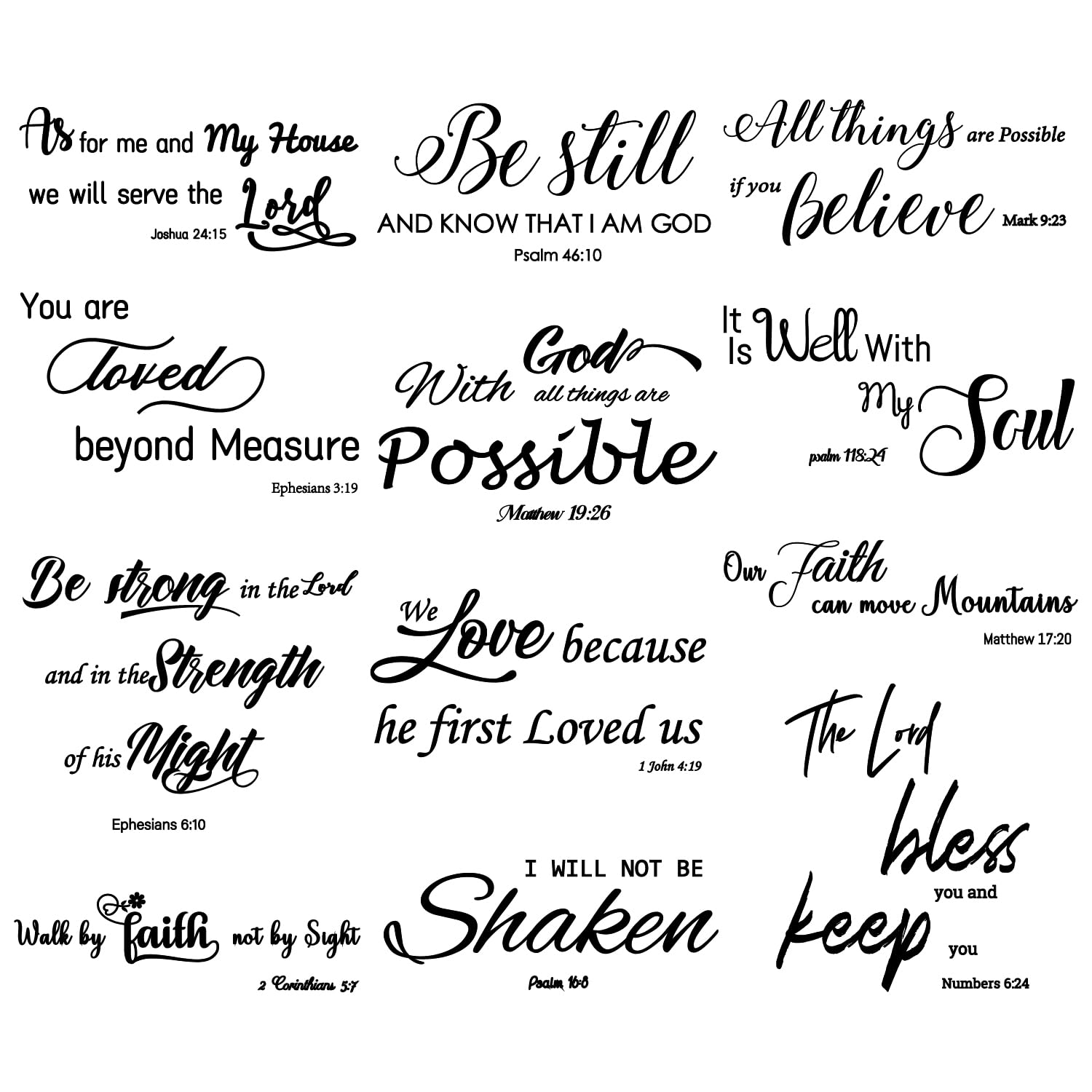 Amazon.com: 12 Pieces Bible Verse Wall Stickers, Inspirational Quote ...