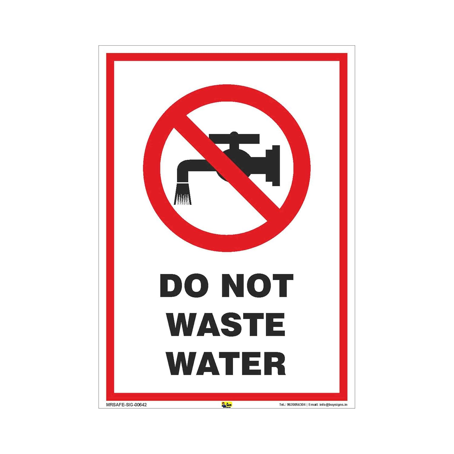 Mr Safe Do Not Waste Water Sign In PVC Sticker A3 11 7 Inch X 16 5 mr-safe-do-not-waste-water-sign-in-pvc-sticker-a3-11-7-inch-x-16-5
