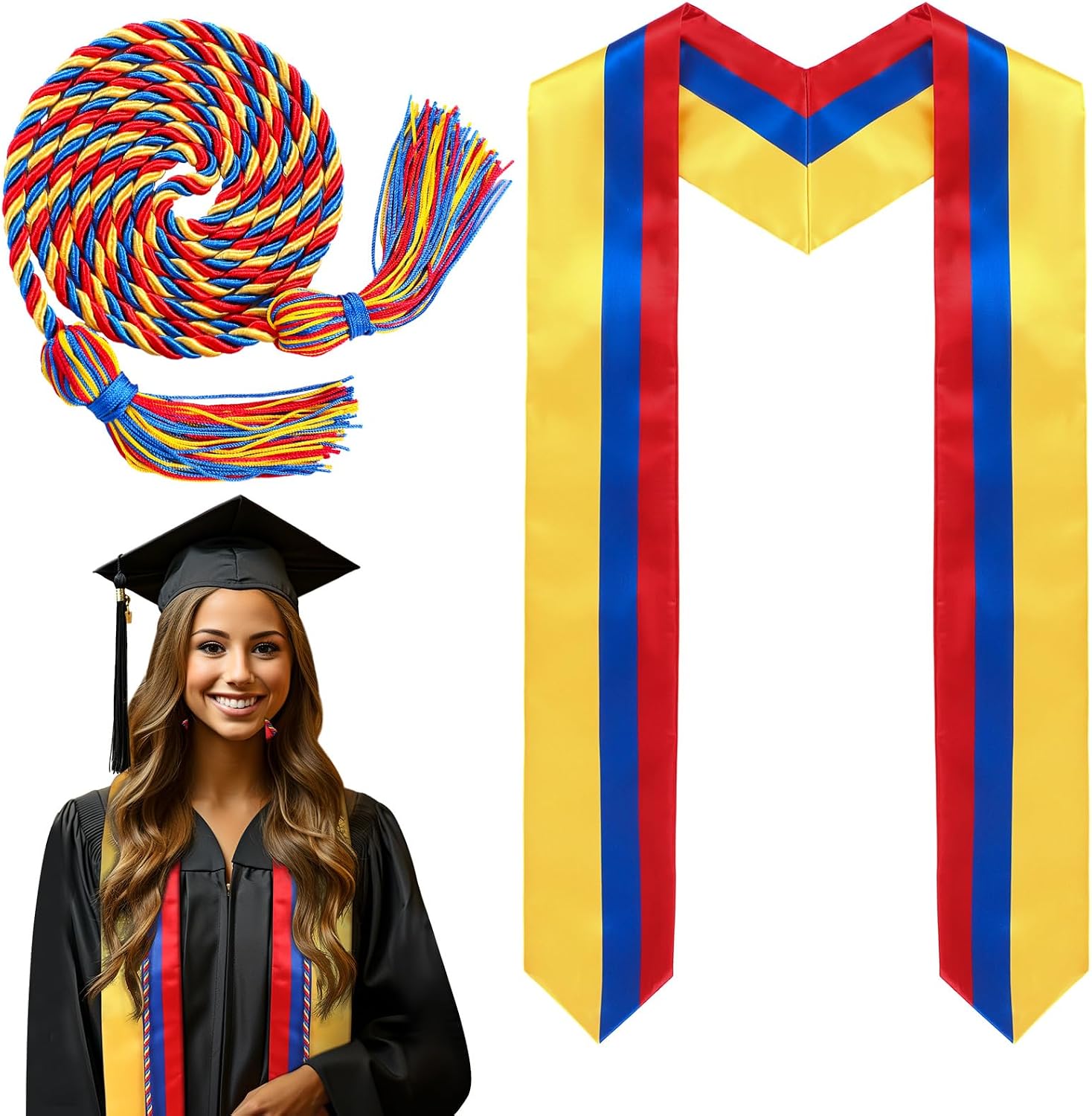 Amazon.com: JaGely Country Flag Graduation Stole Sash Honor Cords Class ...