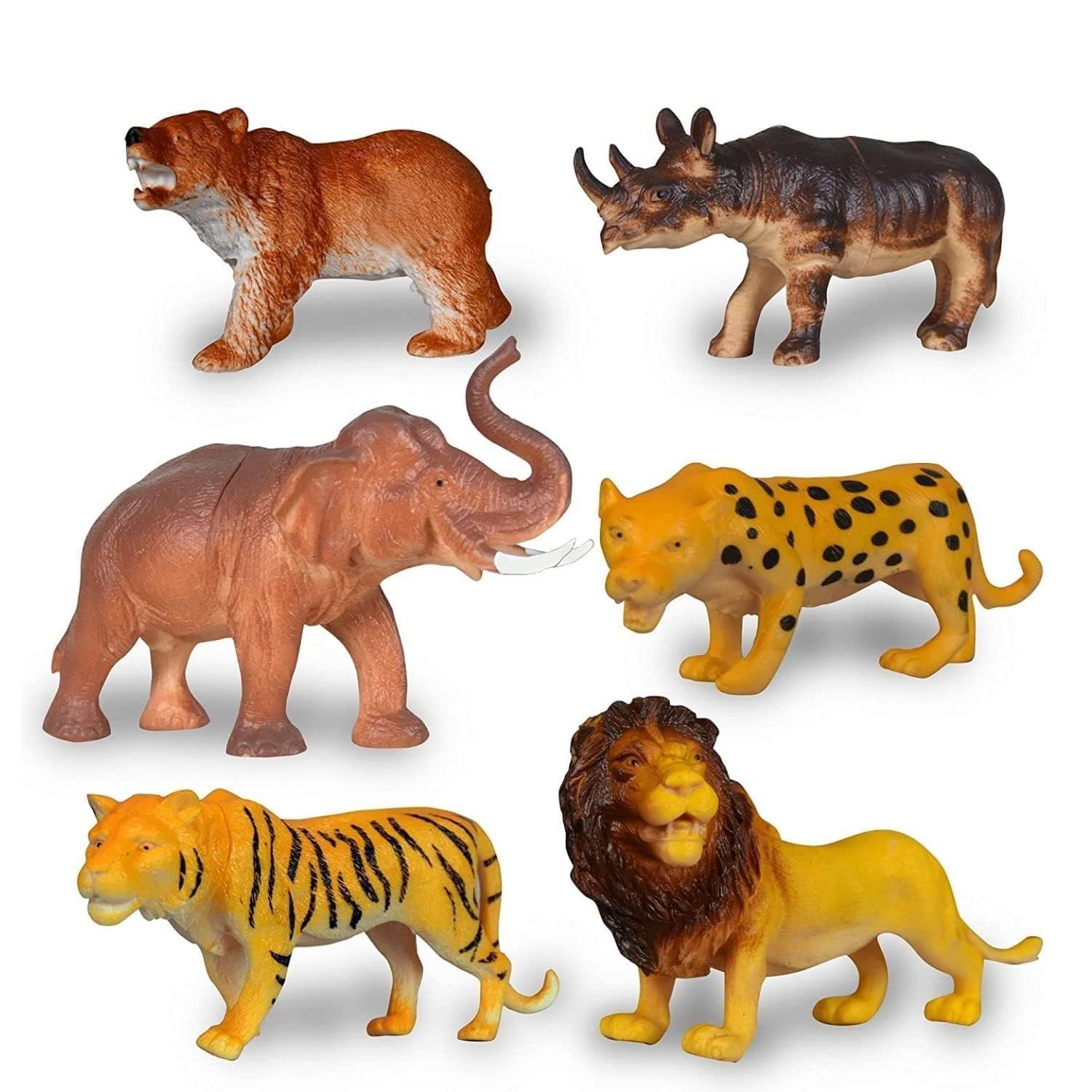 Buy HK Toys Six-Pack Wild Animal Figure Toy Set - Tiger, Cheetah ...