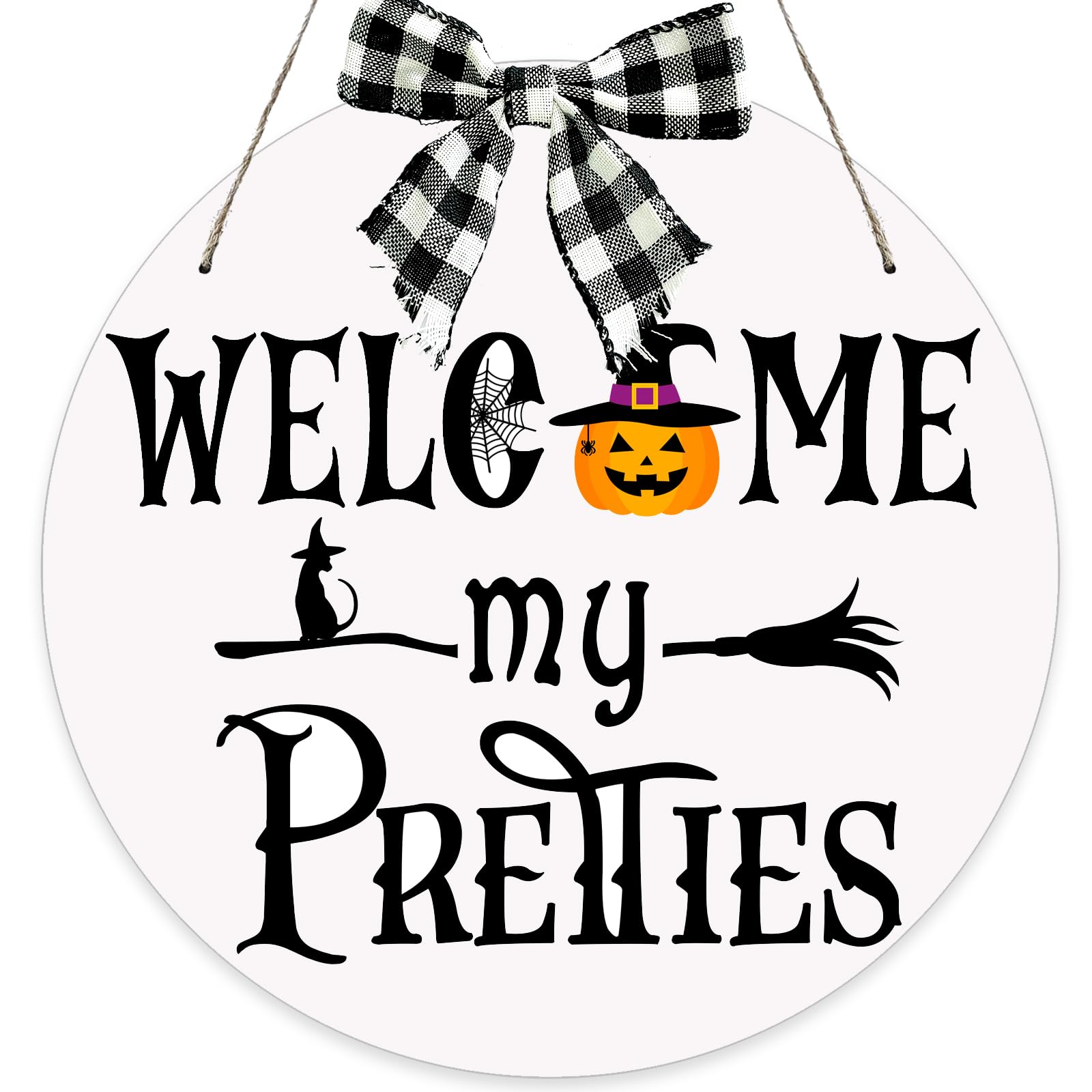 Amazon.com: Welcome My Pretties Witch Door Hanger Halloween Sign Fall ...