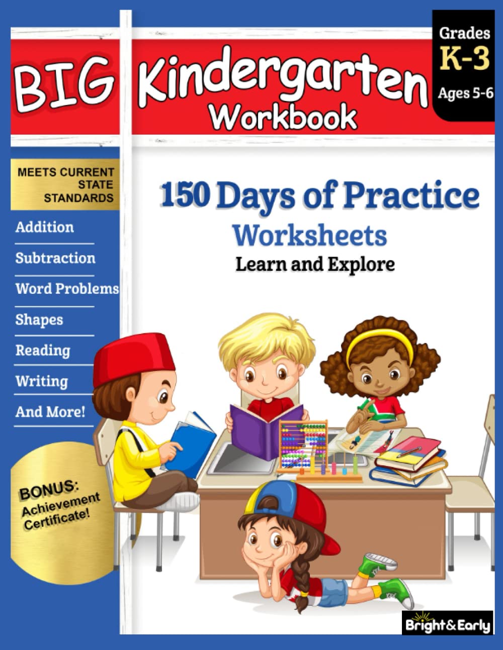 Amazon | Big Kindergarten Workbook Ages 5-6: 150 Days of Practice ...