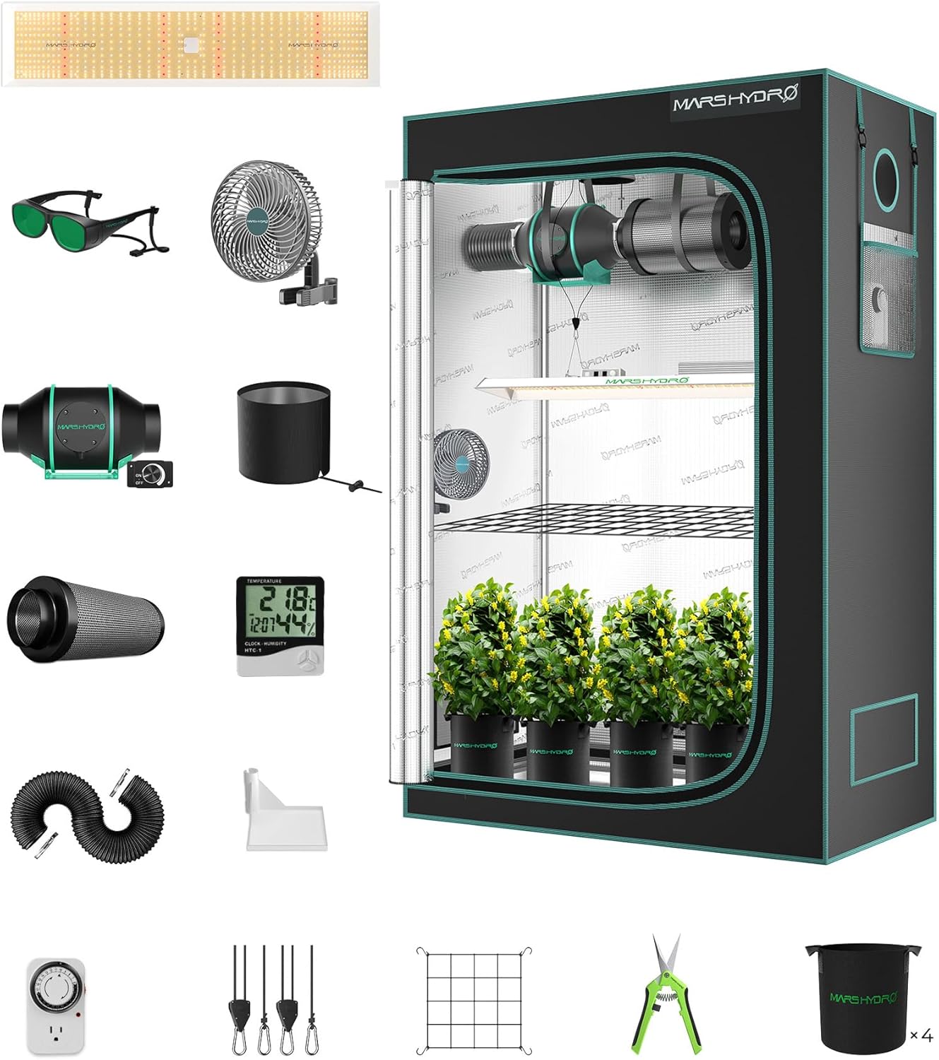 MARS HYDRO Grow Tent Kit Complete 2x4ft TSL 2000W LED Grow Light ...