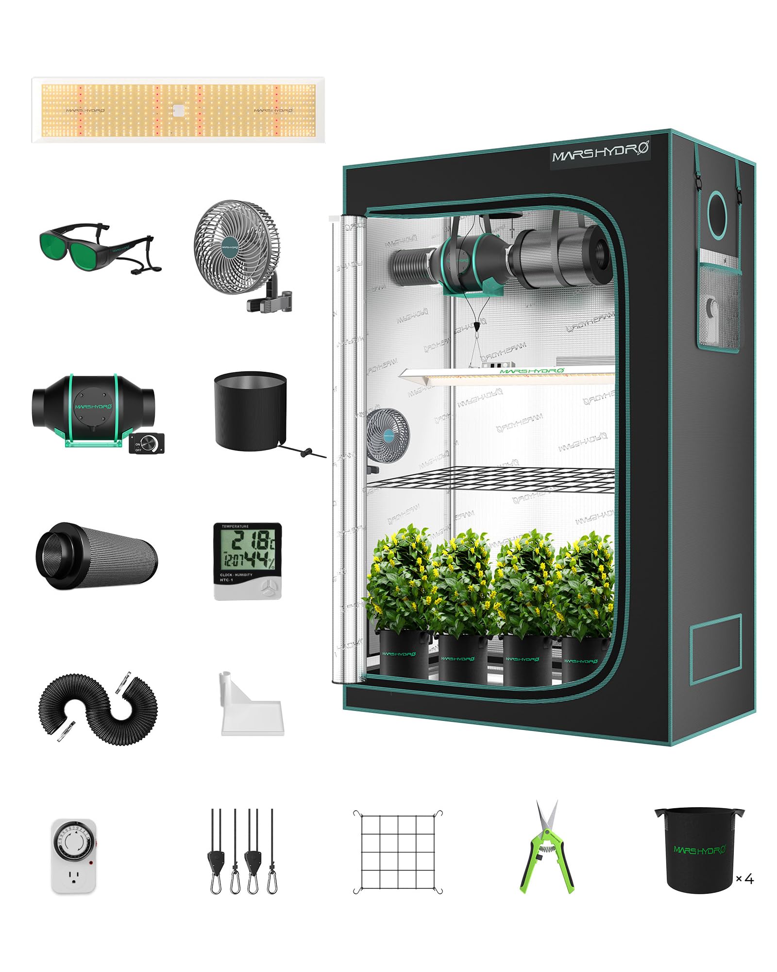 MARS HYDRO Grow Tent Kit Complete 2x4ft TSL 2000W LED Grow Light ...