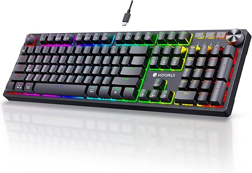 Amazon.com: KOORUI Wired Gaming Keyboards with Brown Switch,Hot-Swap ...