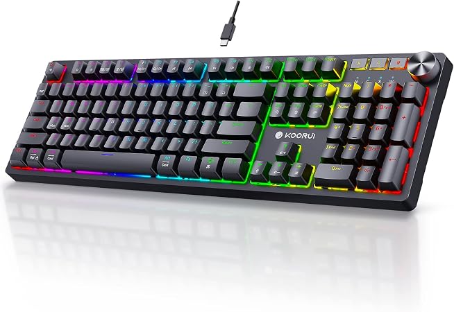 Amazon.com: KOORUI Wired Gaming Keyboards with Brown Switch,Hot-Swap ...
