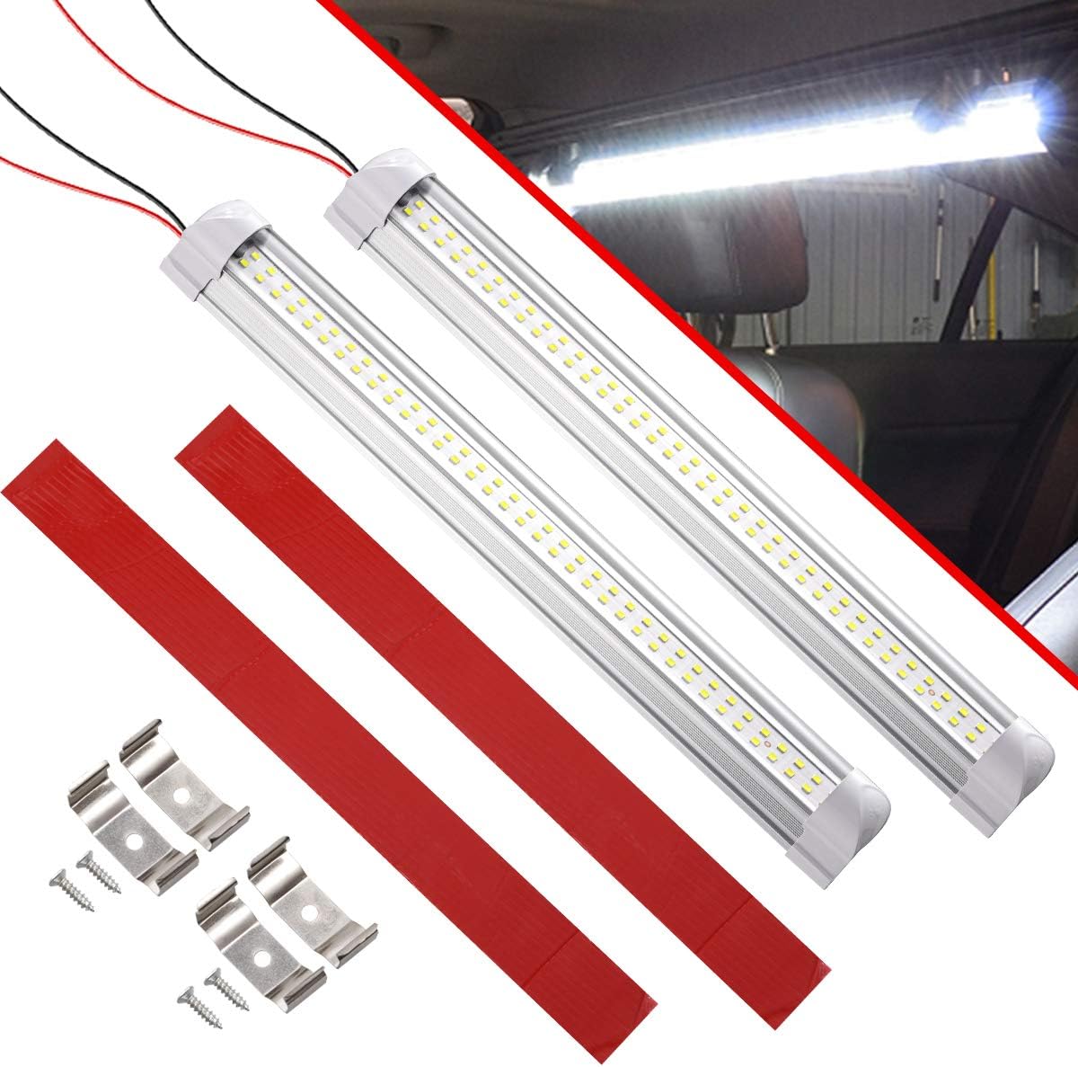 CZC AUTO 13 inch LED Interior Light Bar 12V RV Strip Light Fixture with ...