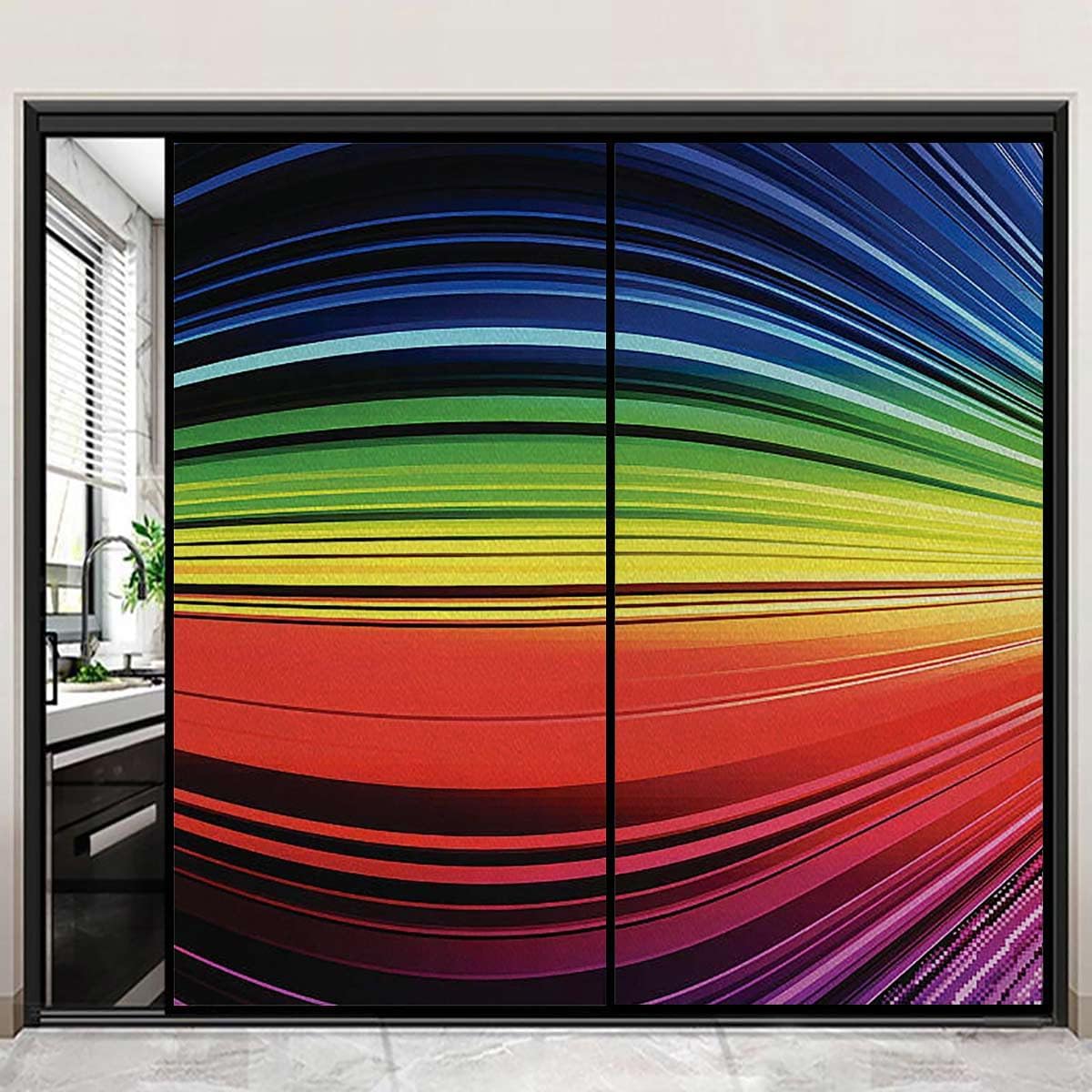 Amazon.com: Bathroom Window Privacy Film Sticker Colorful Warped Anti ...