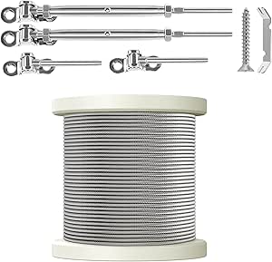 TooTaci 300ft 1/8 Cable & 20 Pairs 0-180° Angle Adjustable Swage Toggle ...