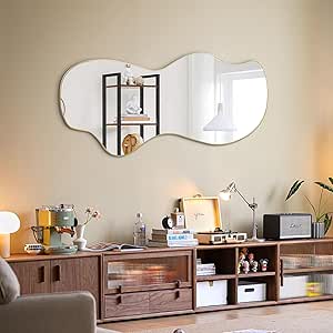Amazon.com: POZINO Irregular Wall Mirror, Gold Asymmetrical Mirrors Decorative, 47.2"x21.6 ...