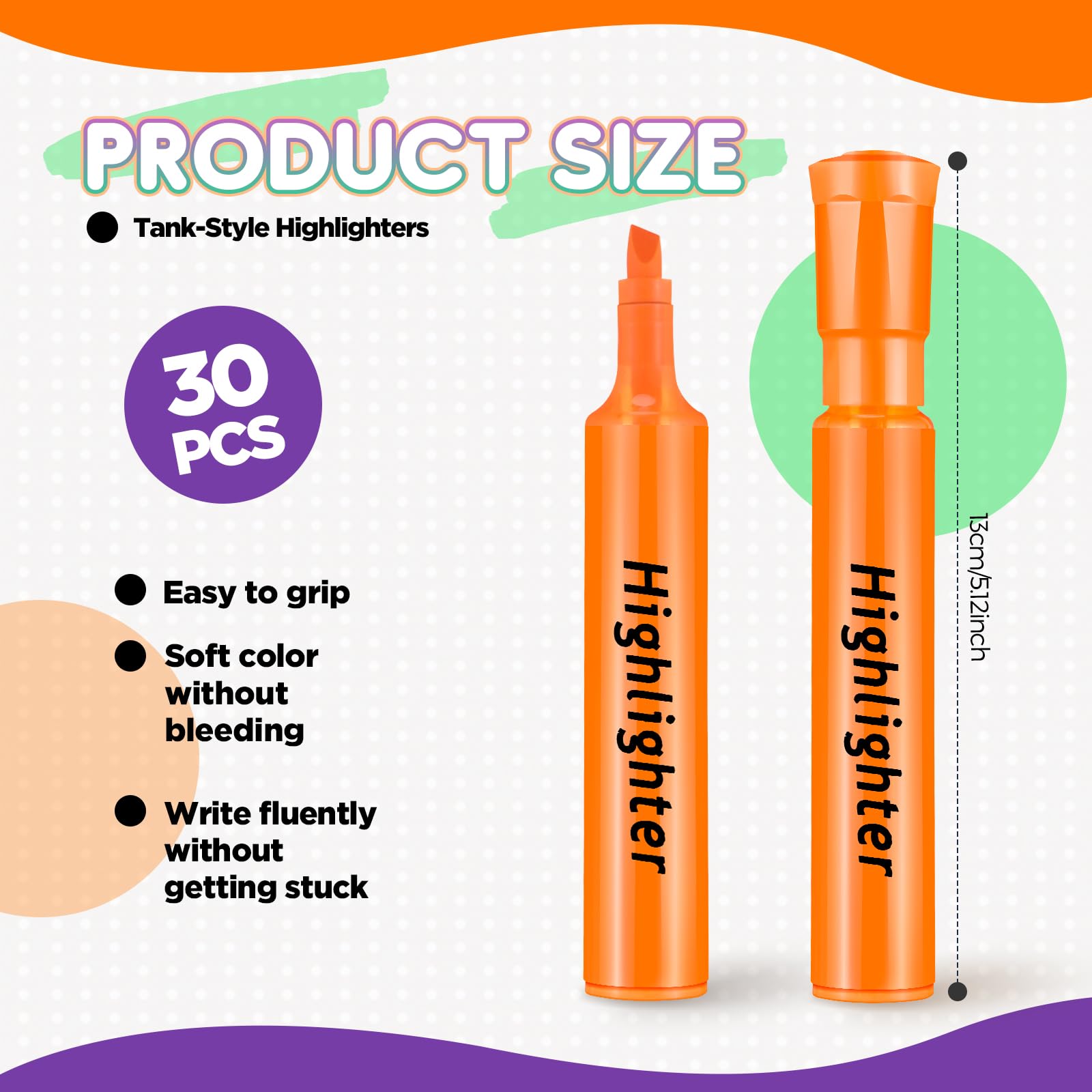 Snapklik.com : Qilery 30 Pack Highlighters Bulk, Tank Style Chisel Tip ...