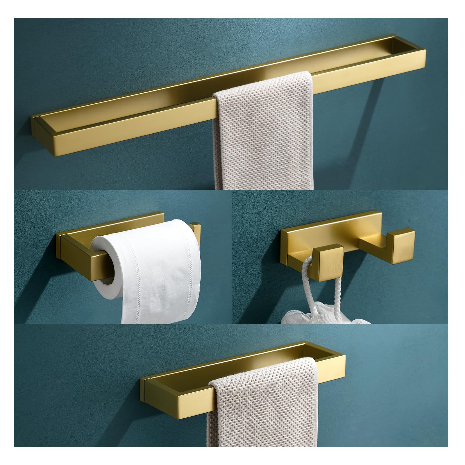 TNOMS Towel Bar Set, Gold Hardware Accessories Set Towel Rack Set for ...