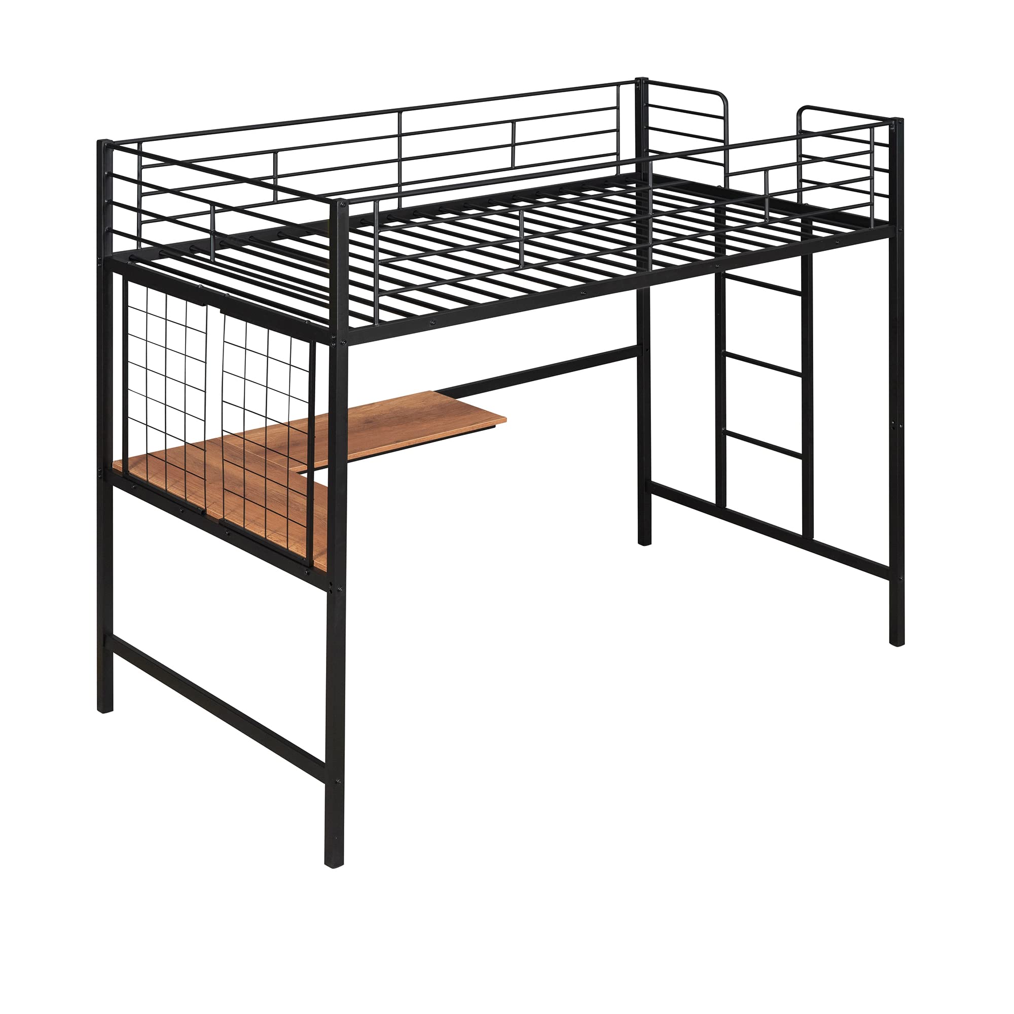 Tmsan Twin Loft Bed with Desk, Metal Twin Size Loft Bed Frame with Full ...
