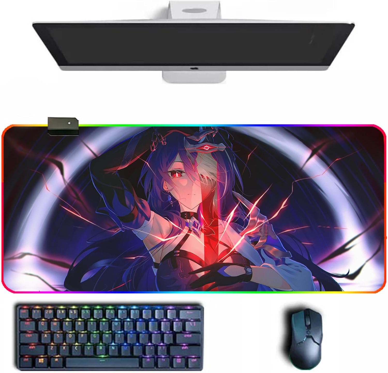 Amazon.com: Anime Mouse pad Honkai: Star Rail Acheron Anime RGB Mouse ...