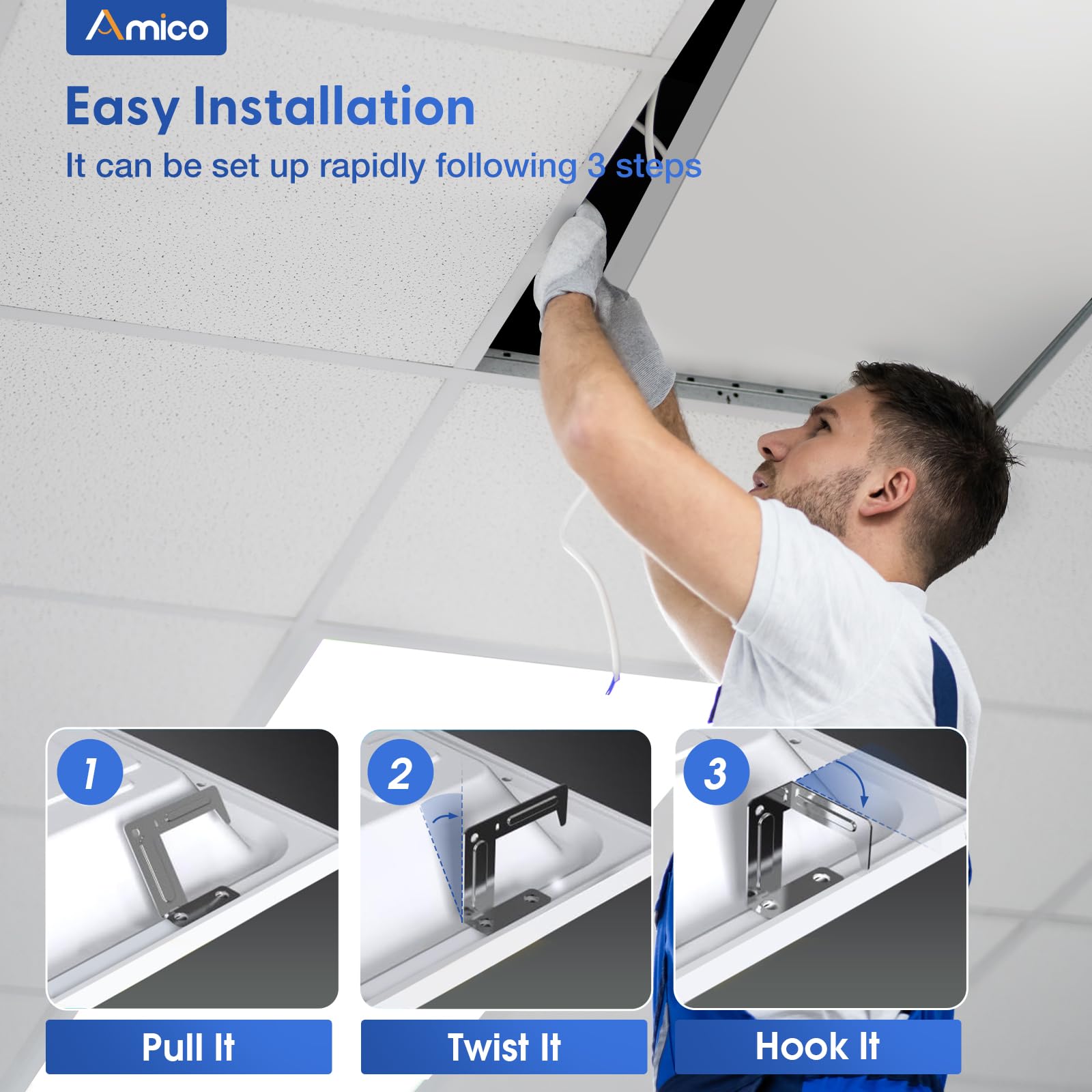 Snapklik.com : Amico 12 Pack 2x4 LED Flat Panel Light Fixture 4000K ...