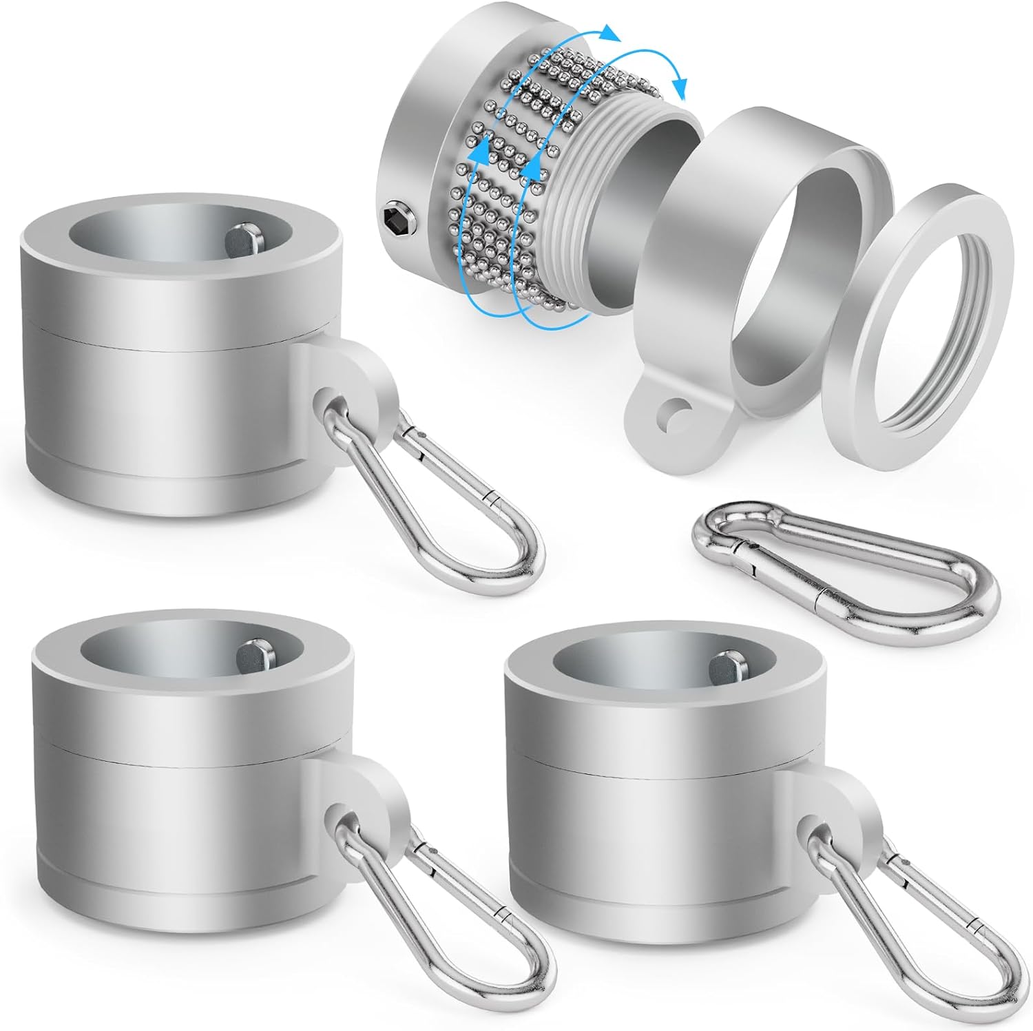 Amazon.com : 2 Pair Aluminum Alloy Flag Pole Rings 1 Inch, 360 Degree ...