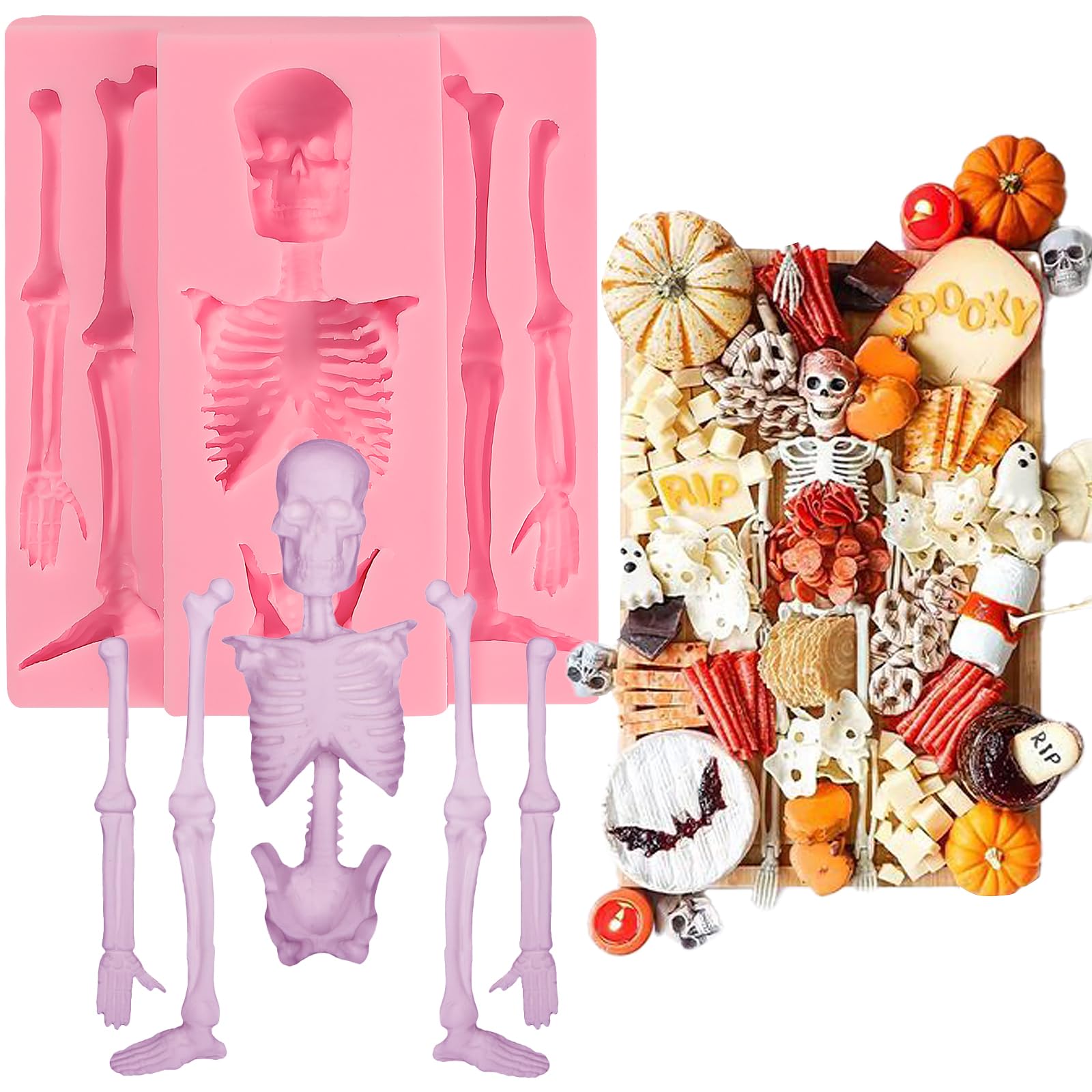 Amazon.com: ICNYEKl Halloween Skull Molds for Baking Cake Decoration ...