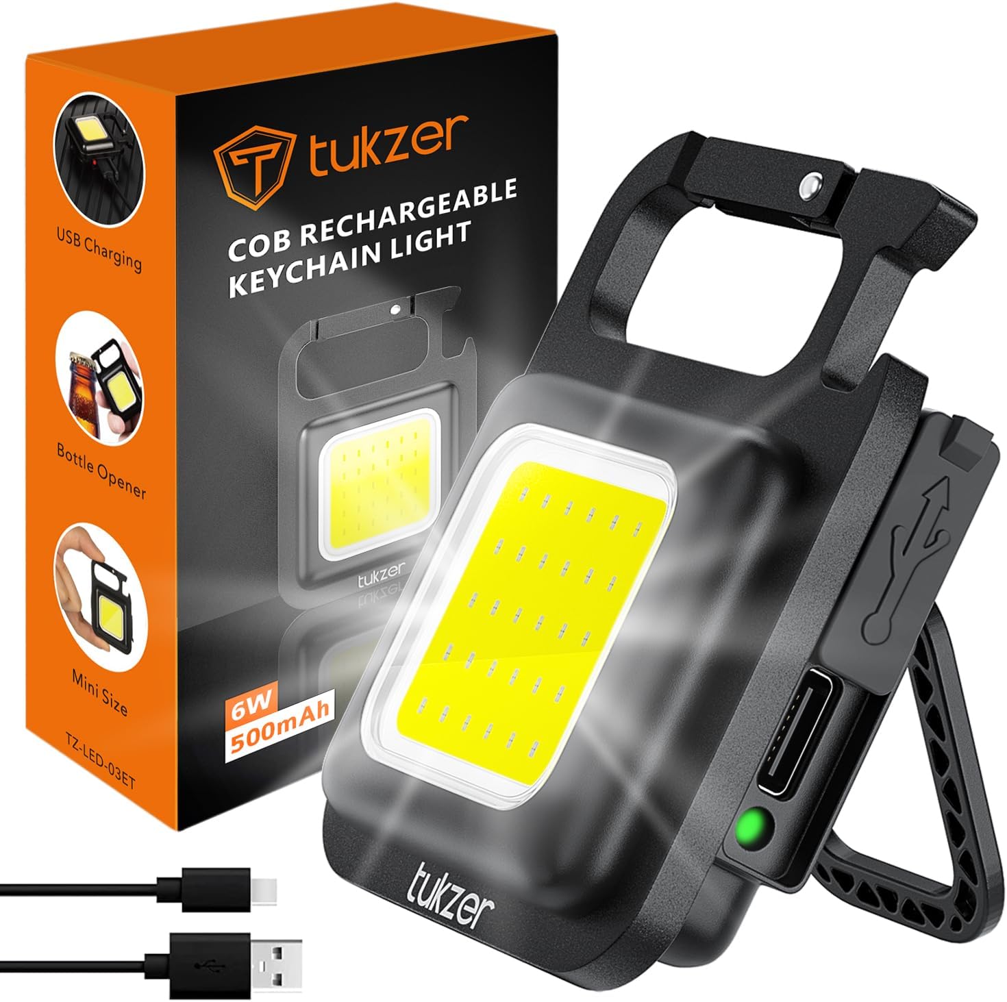 Tukzer Mini LED COB Keychain Flashlight, 1000 High-Lumens Bright ...