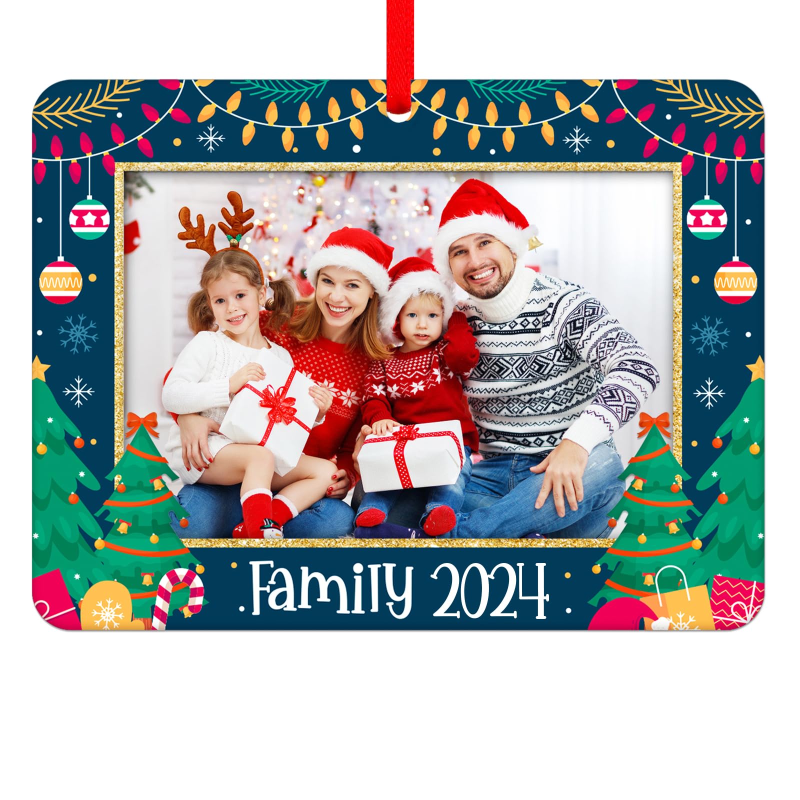 Amazon.com: Whatsign Family Christmas Picture Frames Ornaments 2024 Personalized Family ...