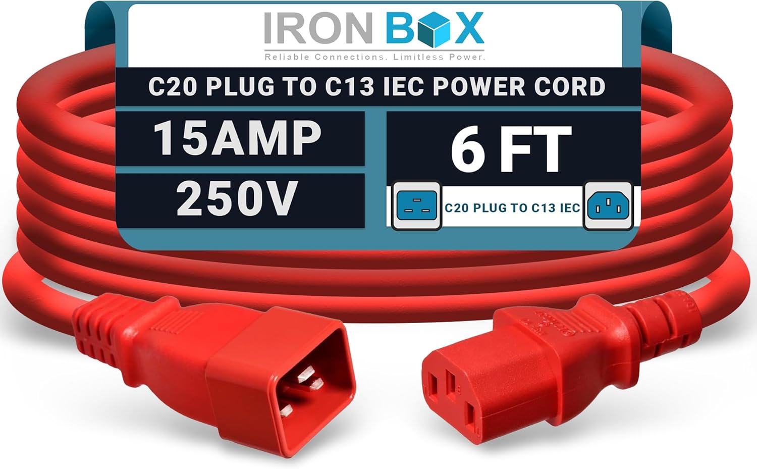 Amazon.com: IronBox Electric C20 Plug to C13 IEC Connector Power Cord ...