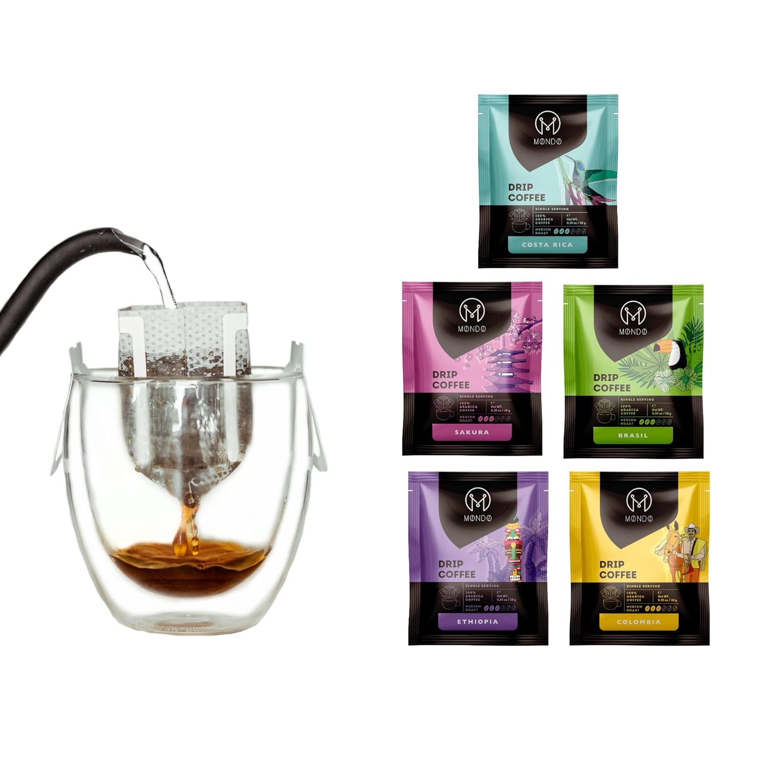 Amazon.com : Mondo Drip Coffee Mix (10-Pack Variety), Single Serve Pour ...