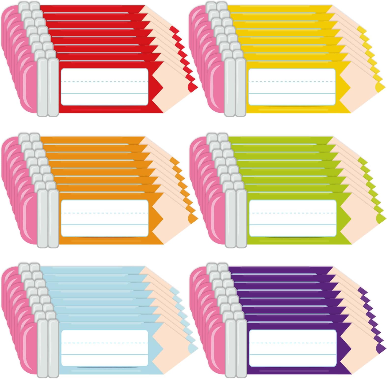 Amazon.com: Whaline 48Pcs Colorful Pencils Name Tags Back to School ...