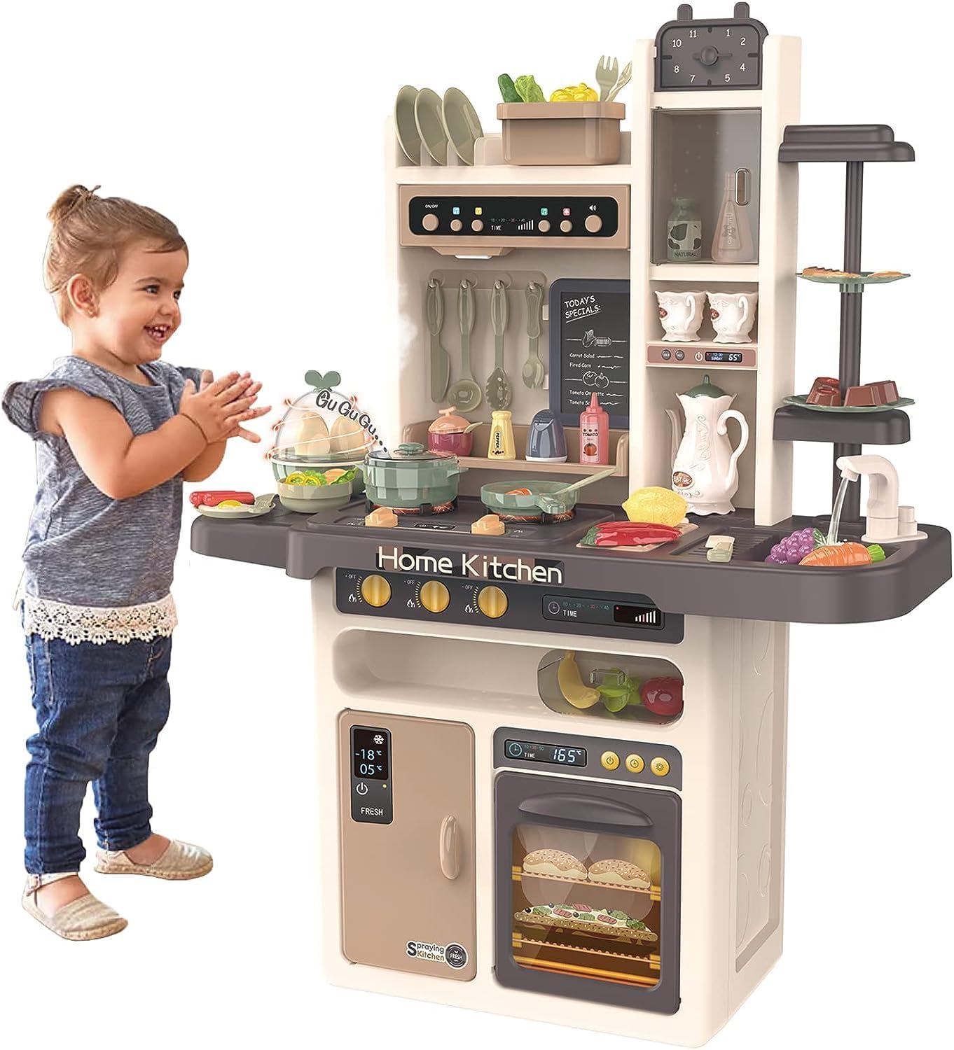 Toddler Play Kitchen- Kitchen Playset Pretend Food-Toy Accessories Set ...