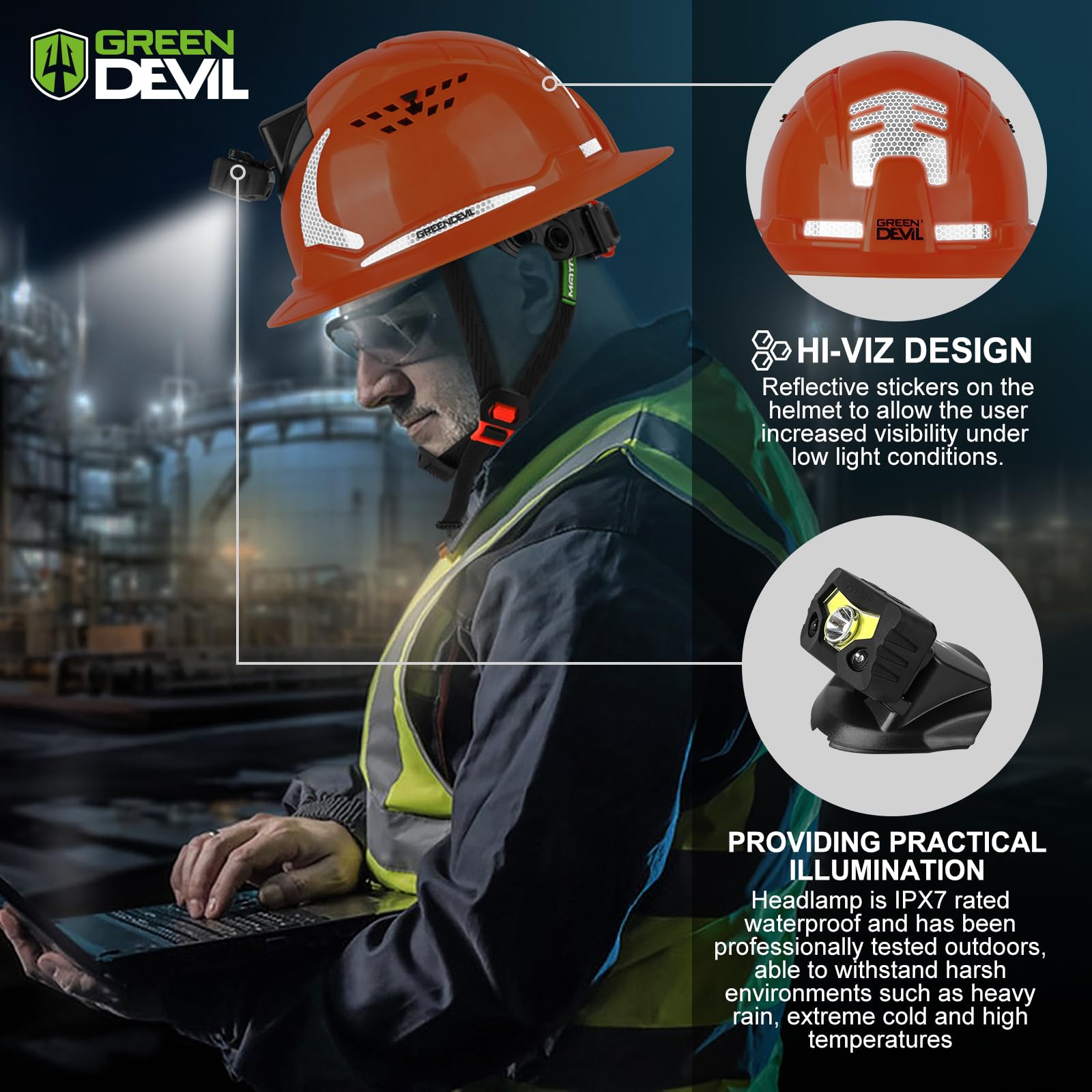 Snapklik.com : GREEN DEVIL Matrix Full Brim Hard Hat