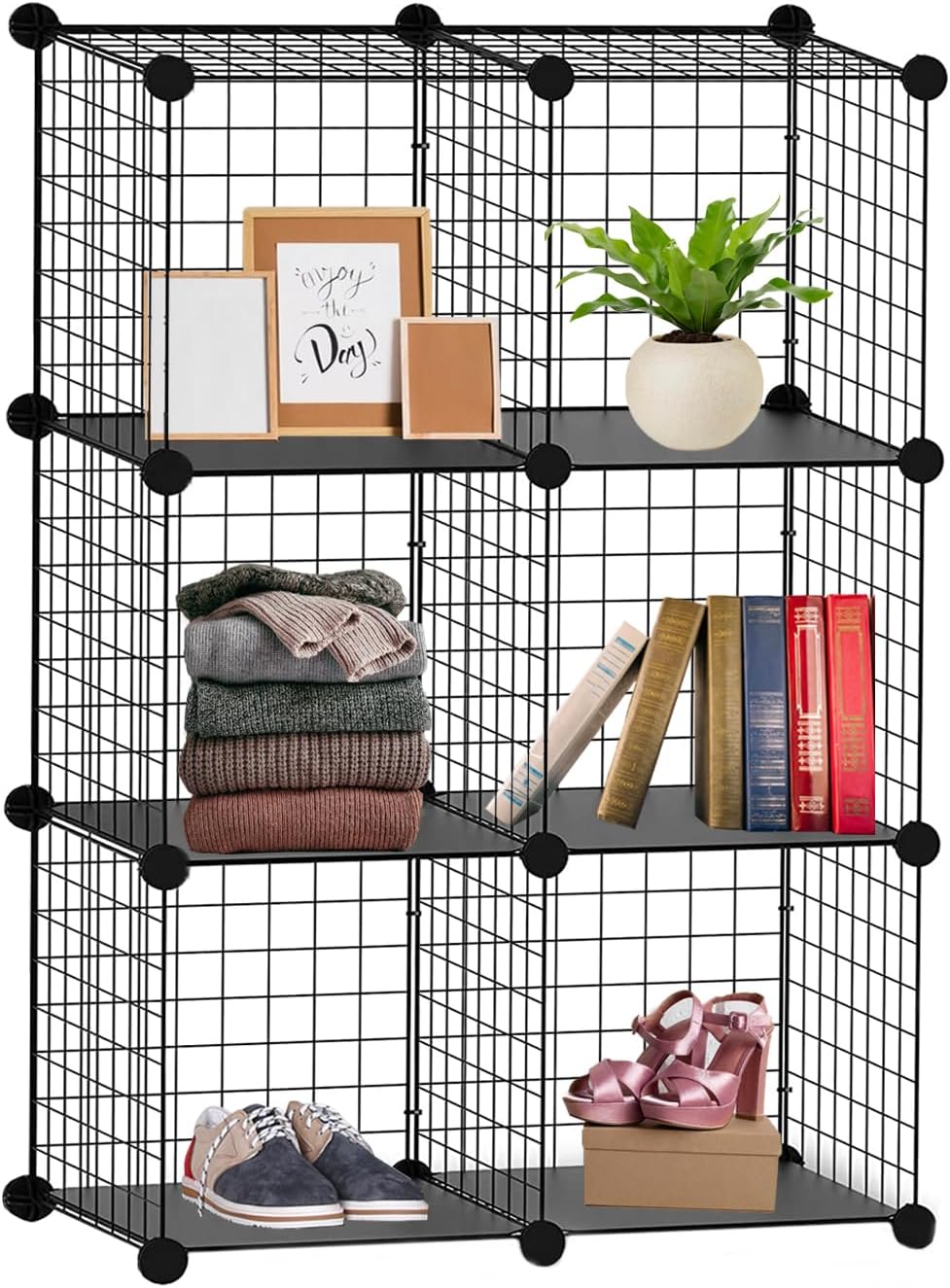 Knight 6 Cube Interlocking Storage Rack | Metal Wire Mesh Shelves ...