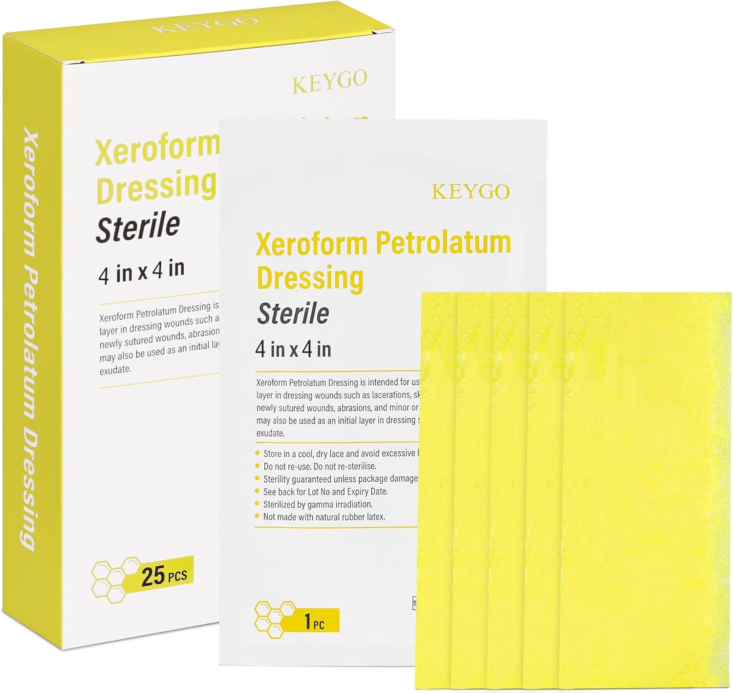 Amazon.com: Medical Xeroform Petrolatum Dressing Patch 4"x4", Non ...
